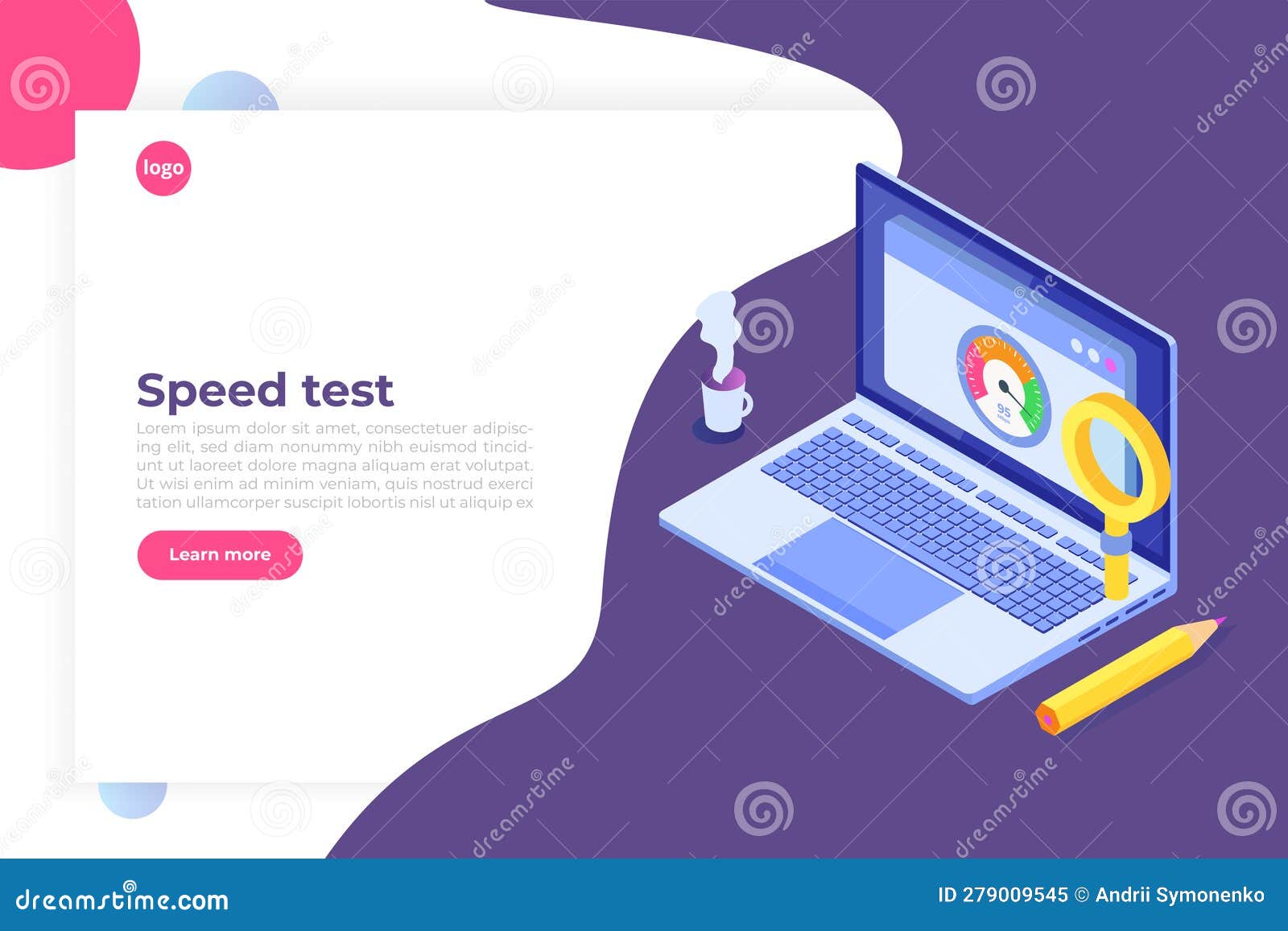 Internet Download Speed Test Isometric Concept. Stock Illustration ...