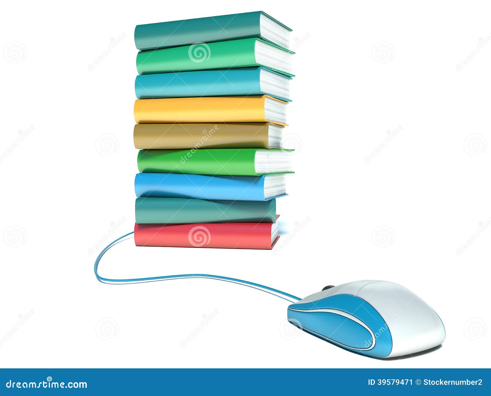 Internet Education. Books and Computer Mouse Stock Illustration ...