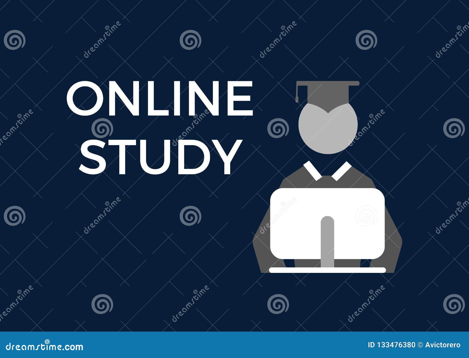 Online Study Concept Design, Vector Illustration EPS 10 Graphic. Icon ...