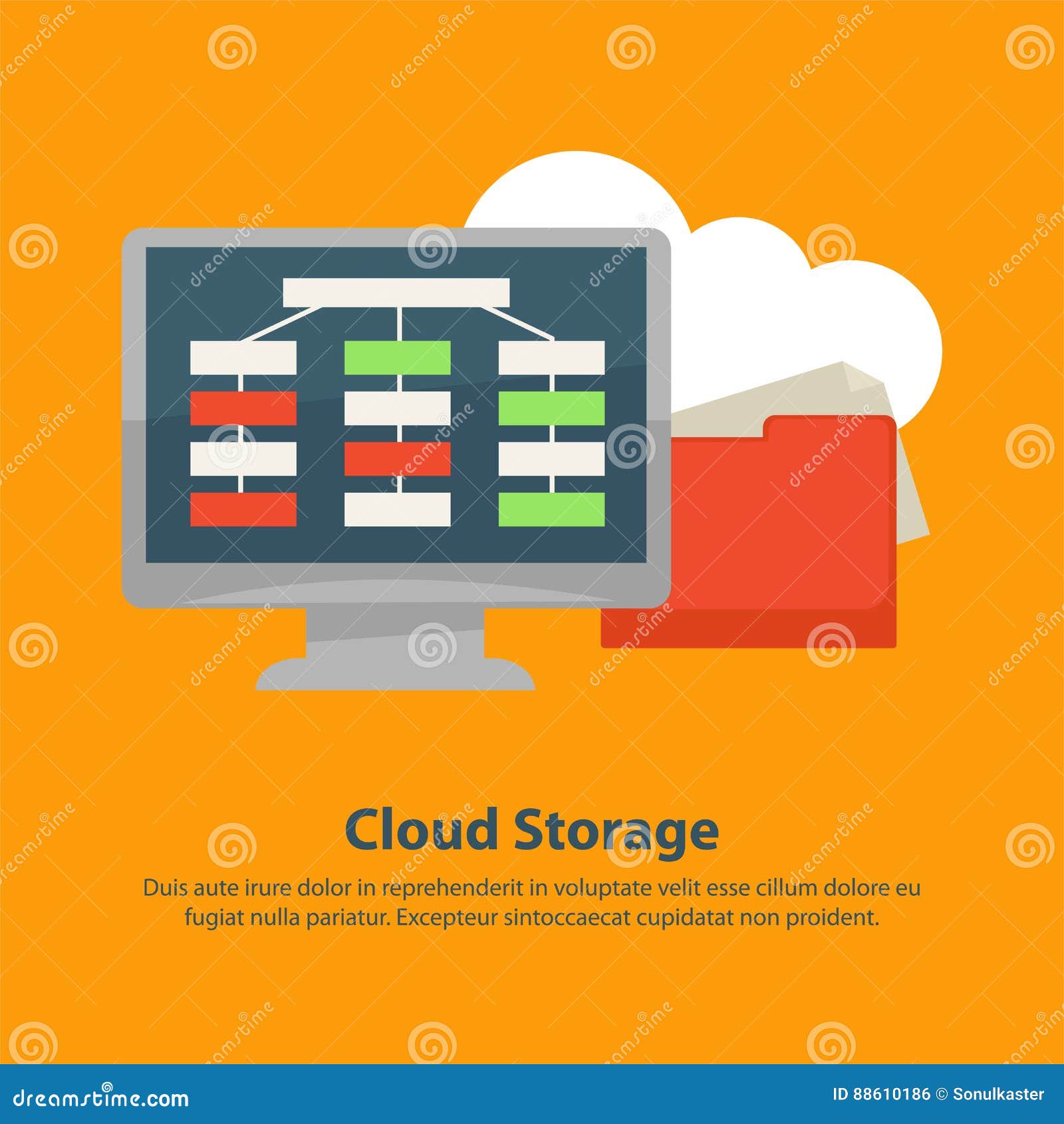 Internet Files Online Cloud Storage Technology Vector Flat Design Stock Vector - Illustration of ...