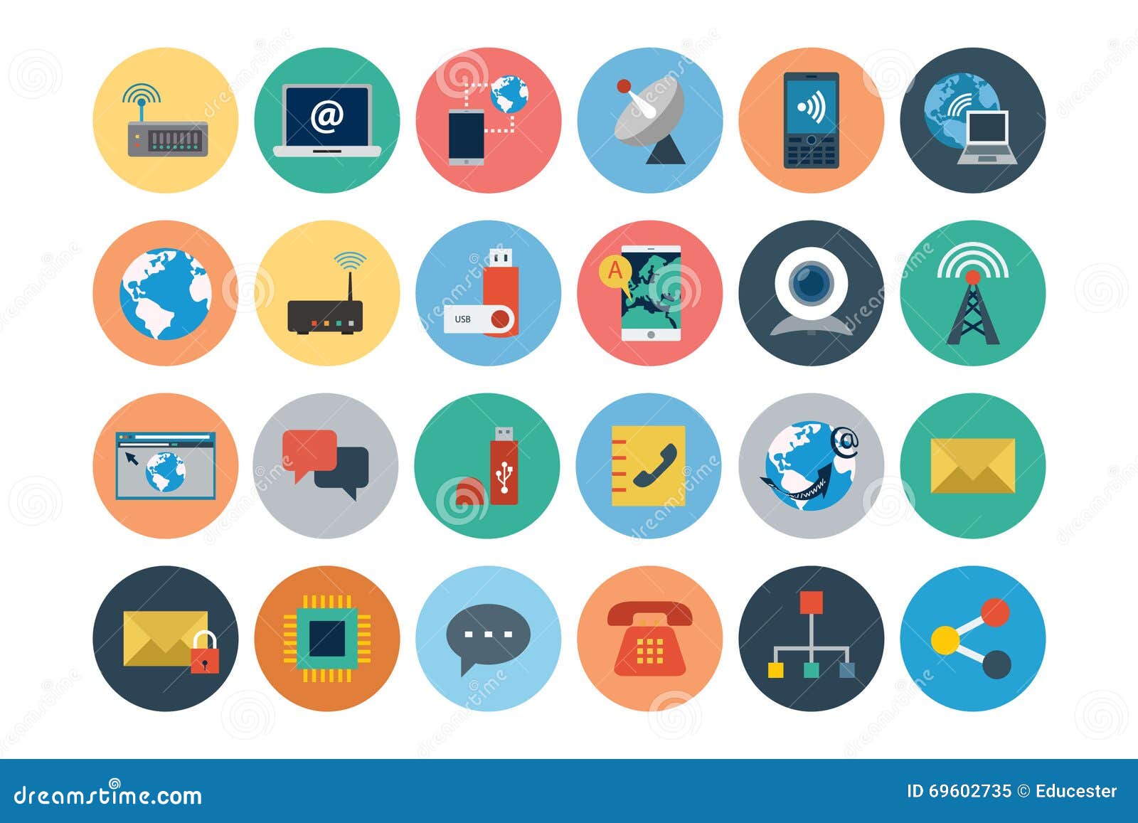 Internet Flat Vector Icons 1 Stock Illustration - Illustration of ...
