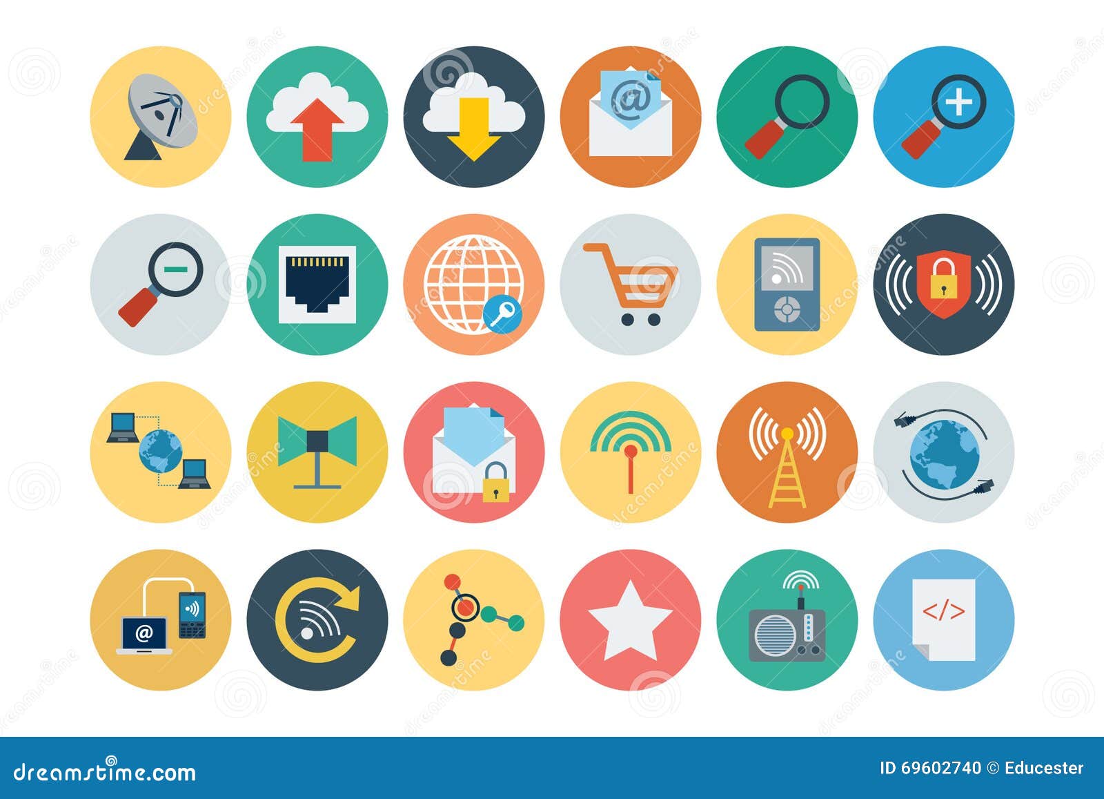 Internet Flat Vector Icons 5 Stock Illustration - Illustration of cart ...