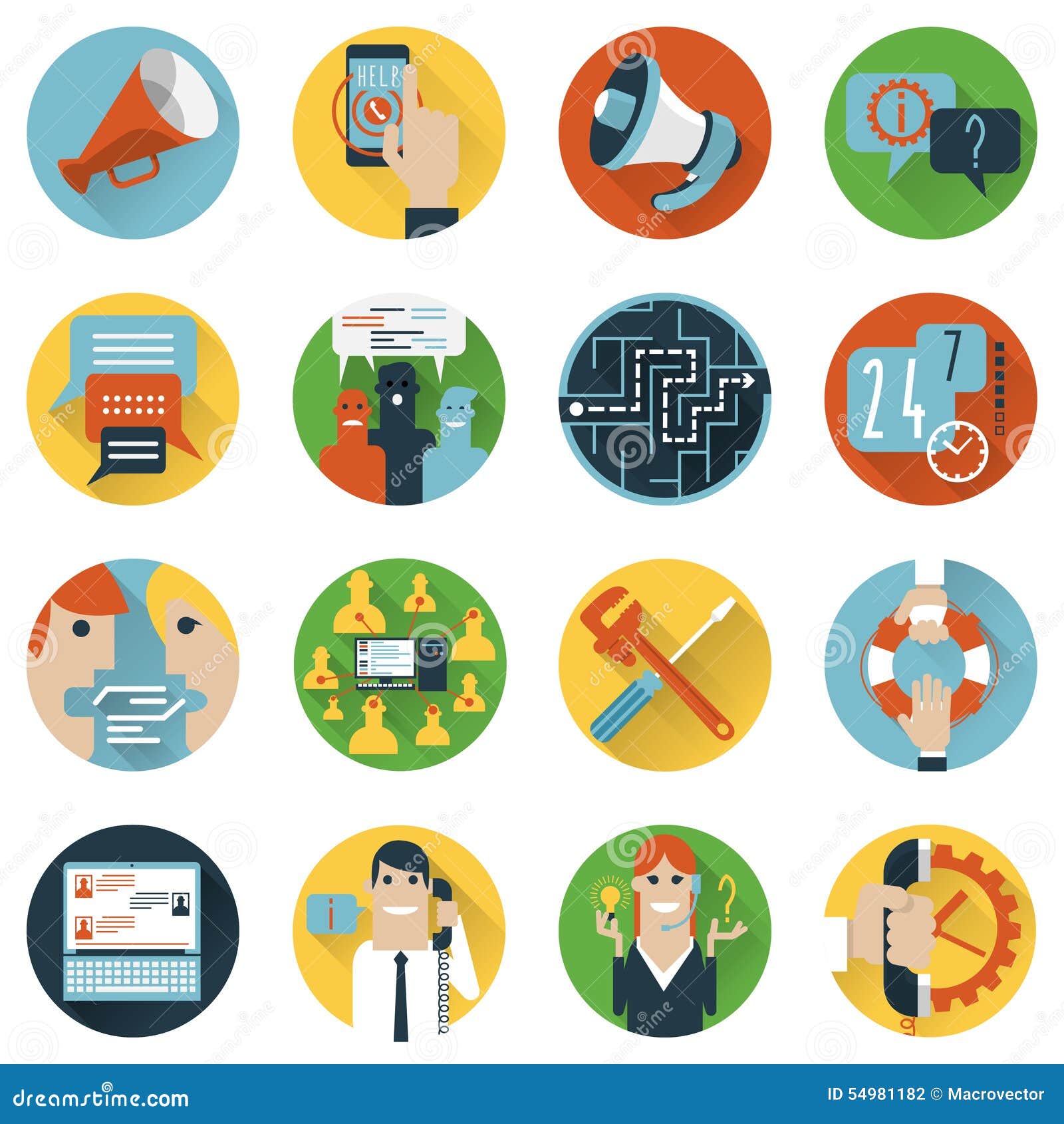 Internet Forums Concept Icons Set Flat Stock Vector - Illustration of ...