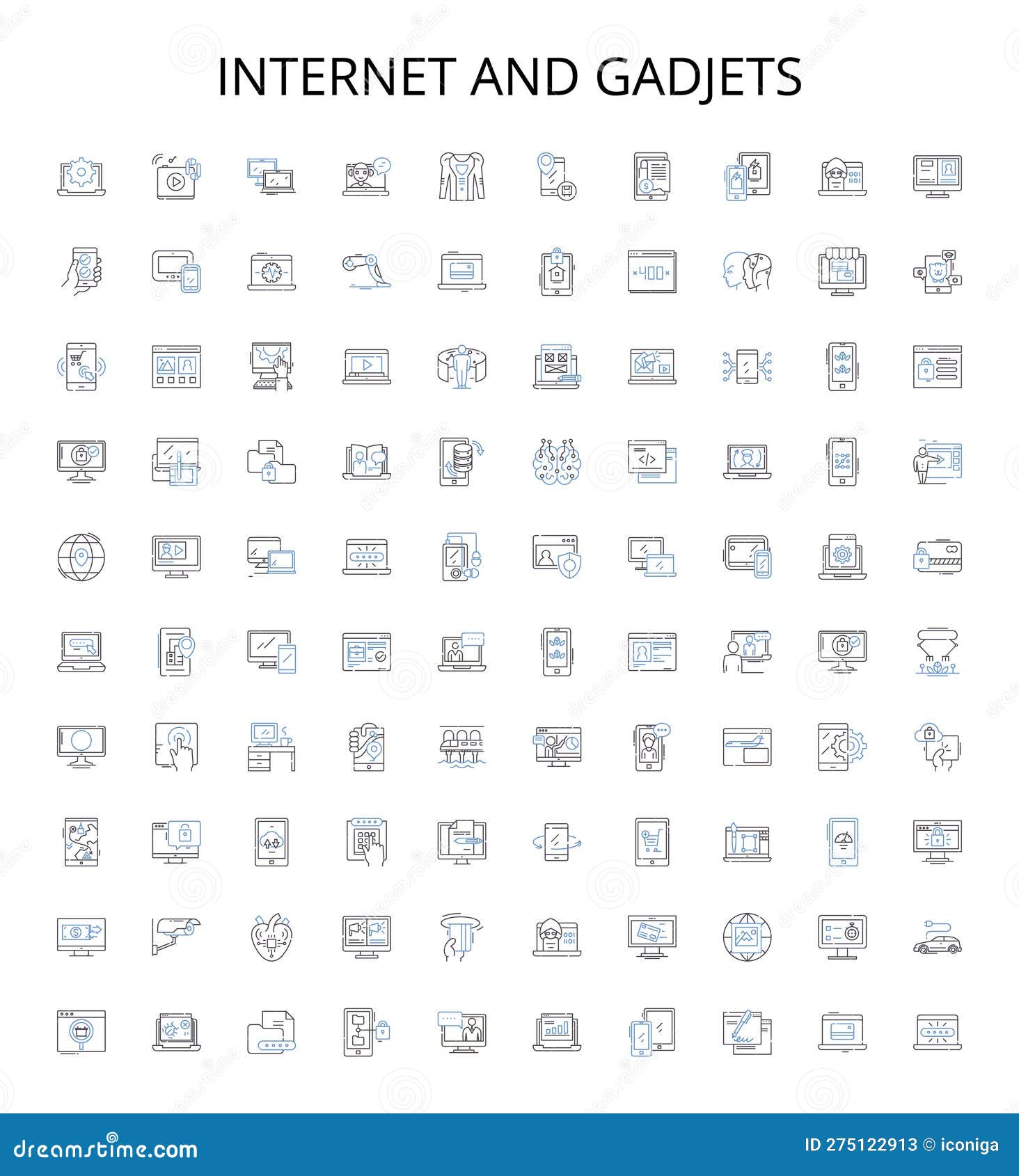 Internet and Gadjets Outline Icons Collection. Gadgets, Internet ...