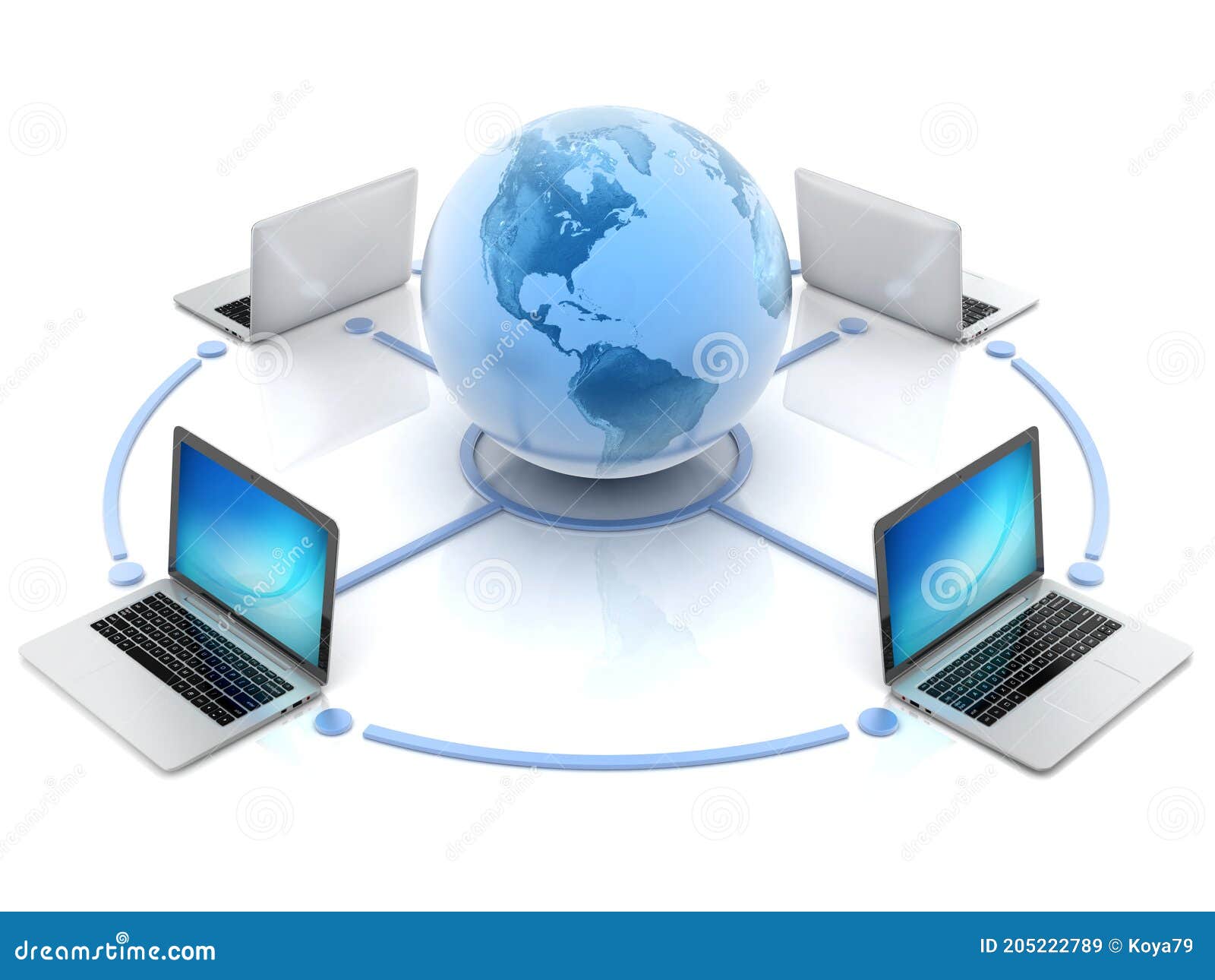 Internet, Global Network, Computers Around Globe Stock Illustration ...