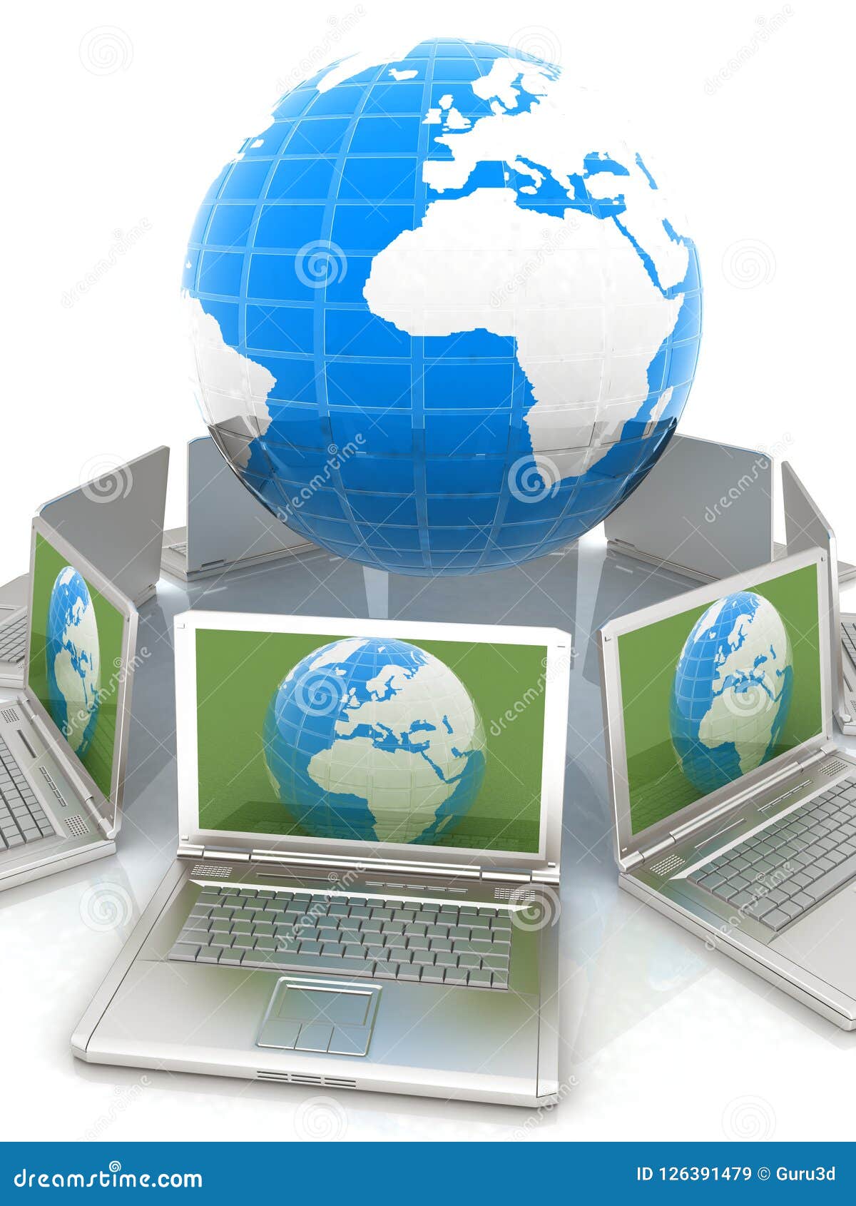 Internet, Global Network, Computers Around Globe Stock Illustration ...