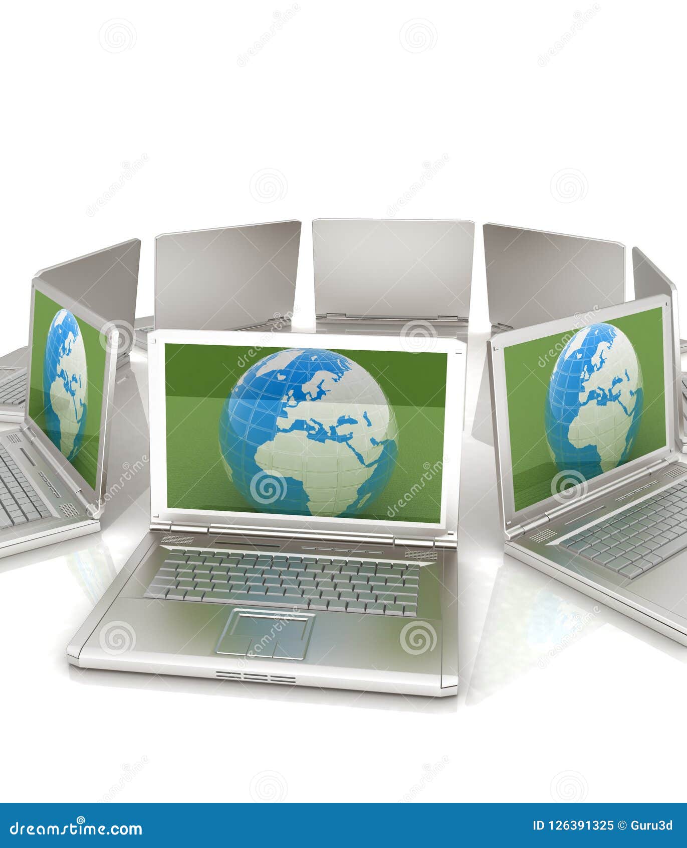 Internet, Global Network, Computers Around Globe Stock Illustration ...