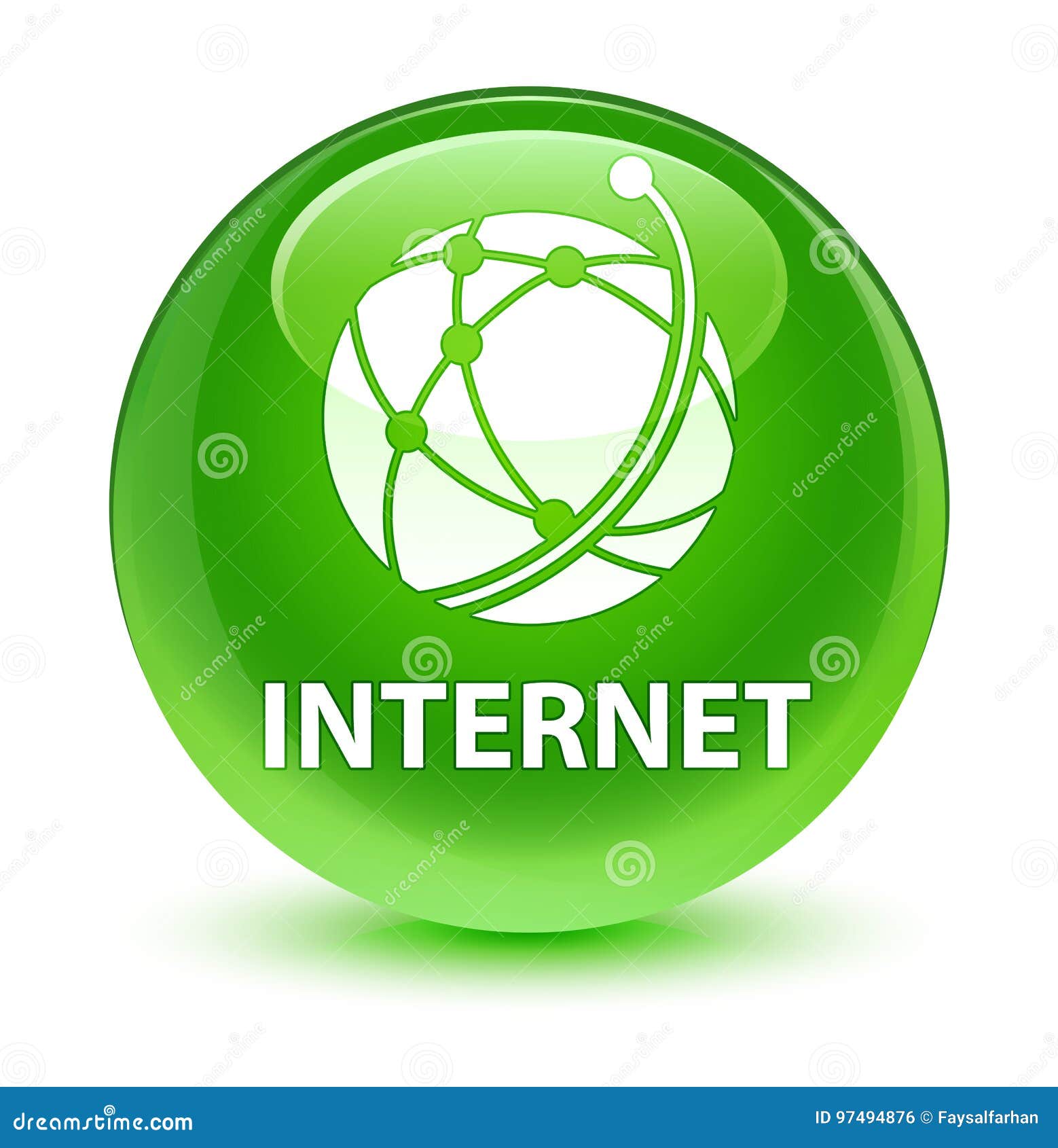 Internet (global Network Icon) Glassy Green Round Button Stock ...