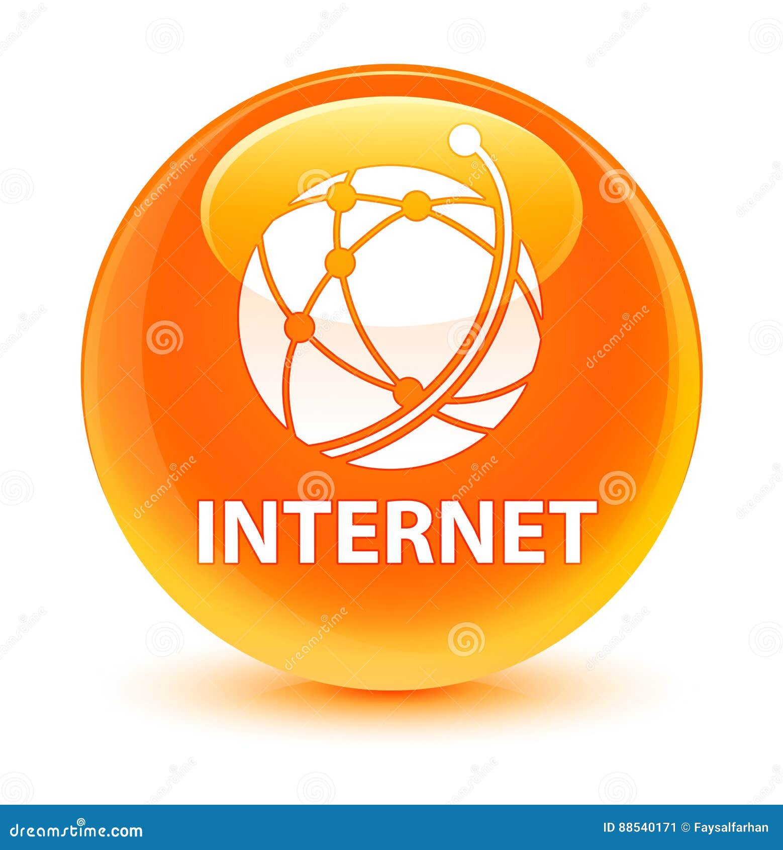 Internet (global Network Icon) Glassy Orange Round Button Stock ...