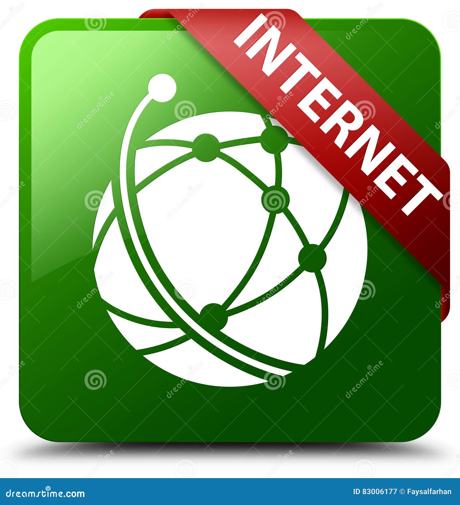 Internet Global Network Icon Green Square Button Stock Illustration ...