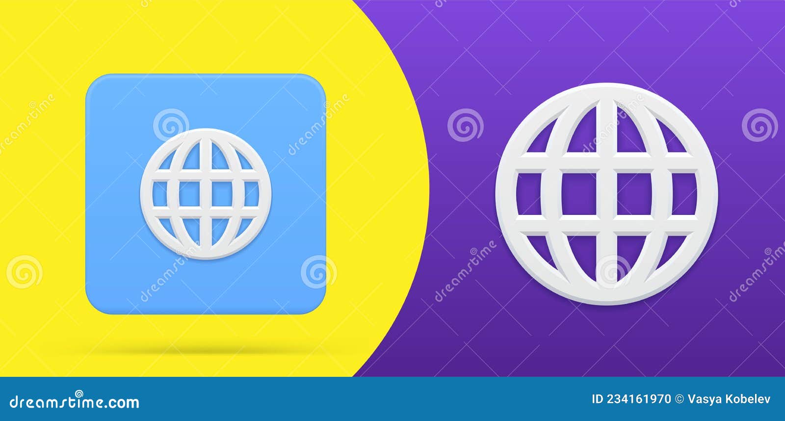Internet Global Planet Earth Grid Badge Button 3d Icon Set Vector ...