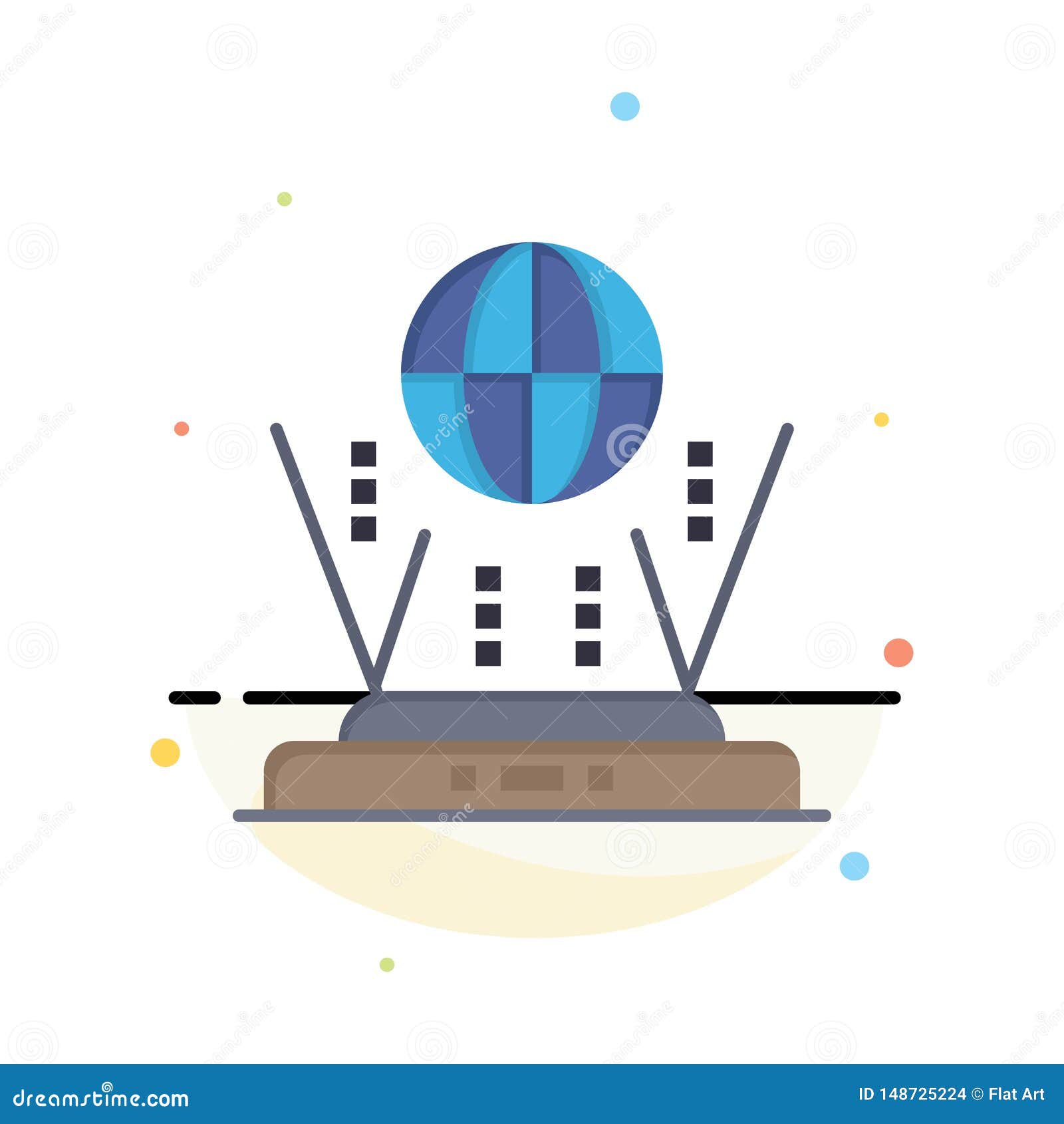 Internet, Globe, Router, Connect Business Logo Template. Flat Color ...