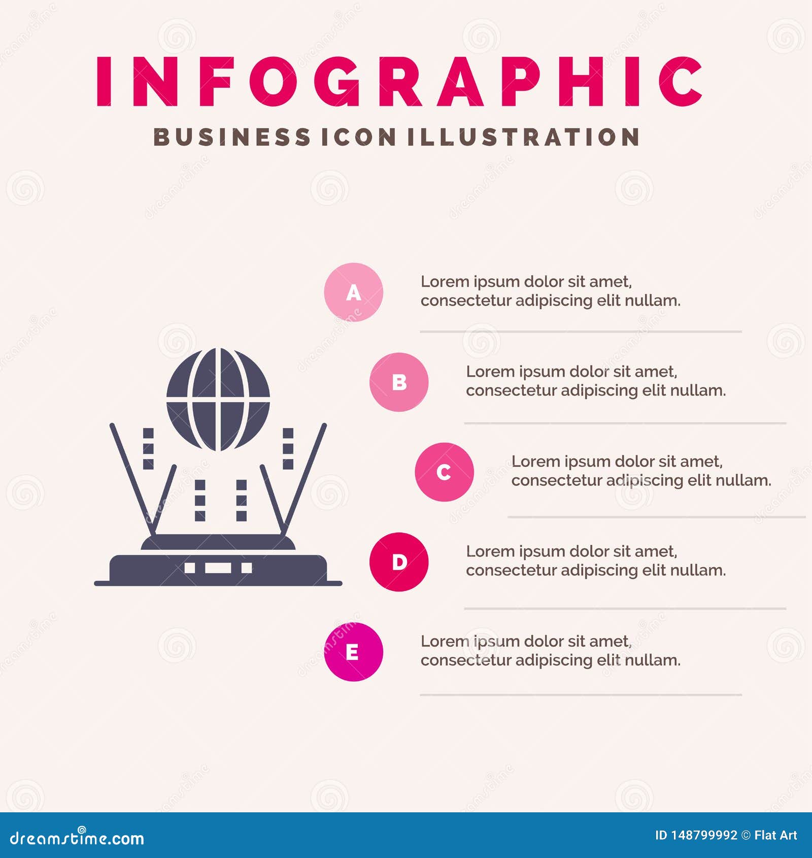Internet, Globe, Router, Connect Solid Icon Infographics 5 Steps ...