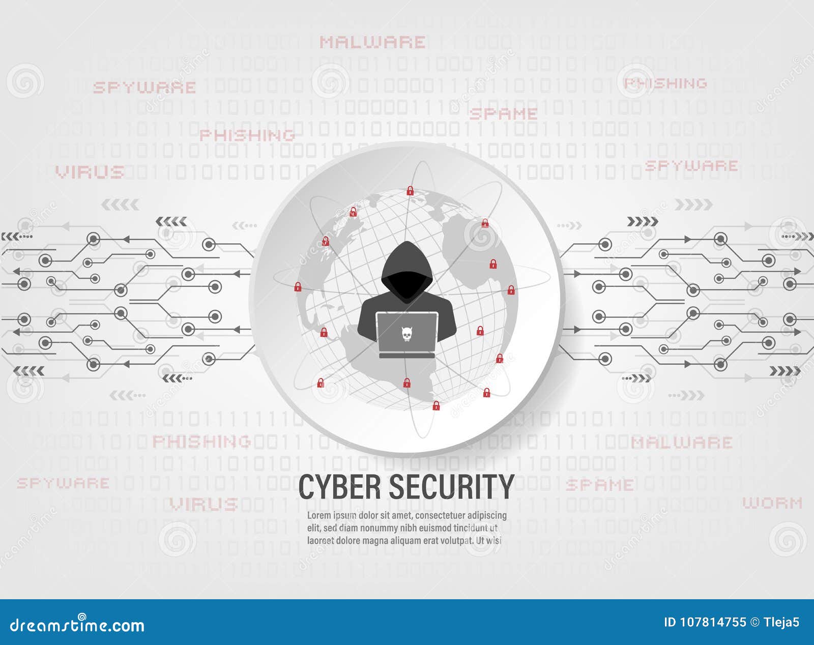 Internet Hacker on Protect World Global Network Stock Vector ...