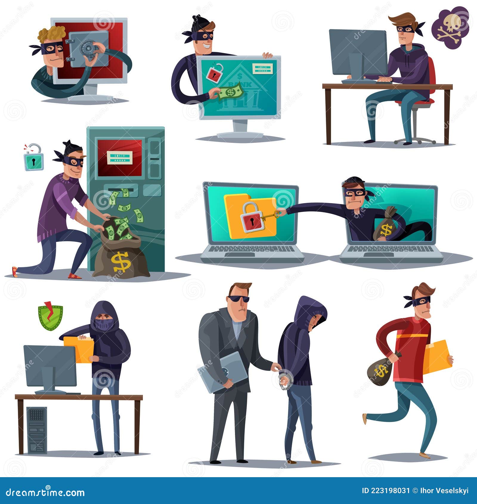 Internet Hacker Security Composition Set Stock Vector - Illustration of ...