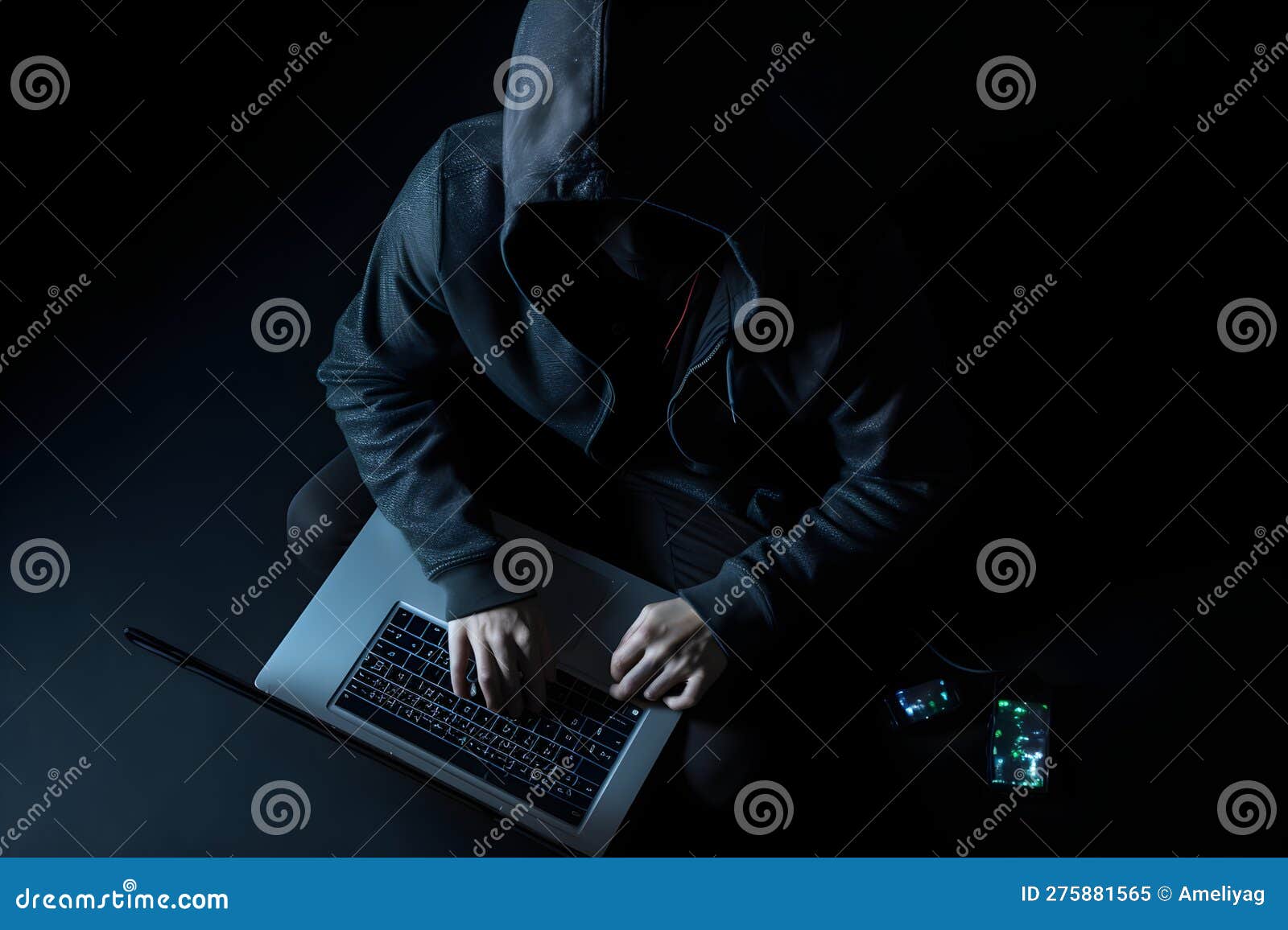 A Hacker Sitting In Front Of Multiple Computer Screens. AI Royalty-Free ...