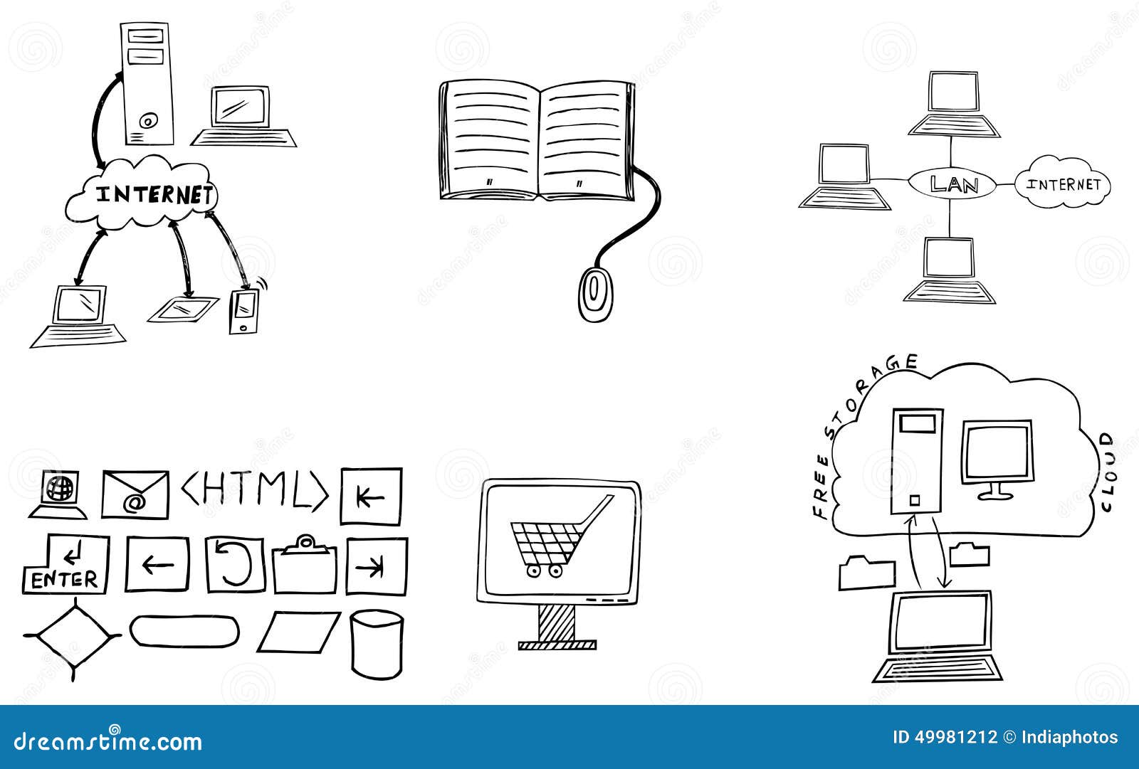 Internet Hand Drawn Illustrations Stock Illustration - Illustration of ...