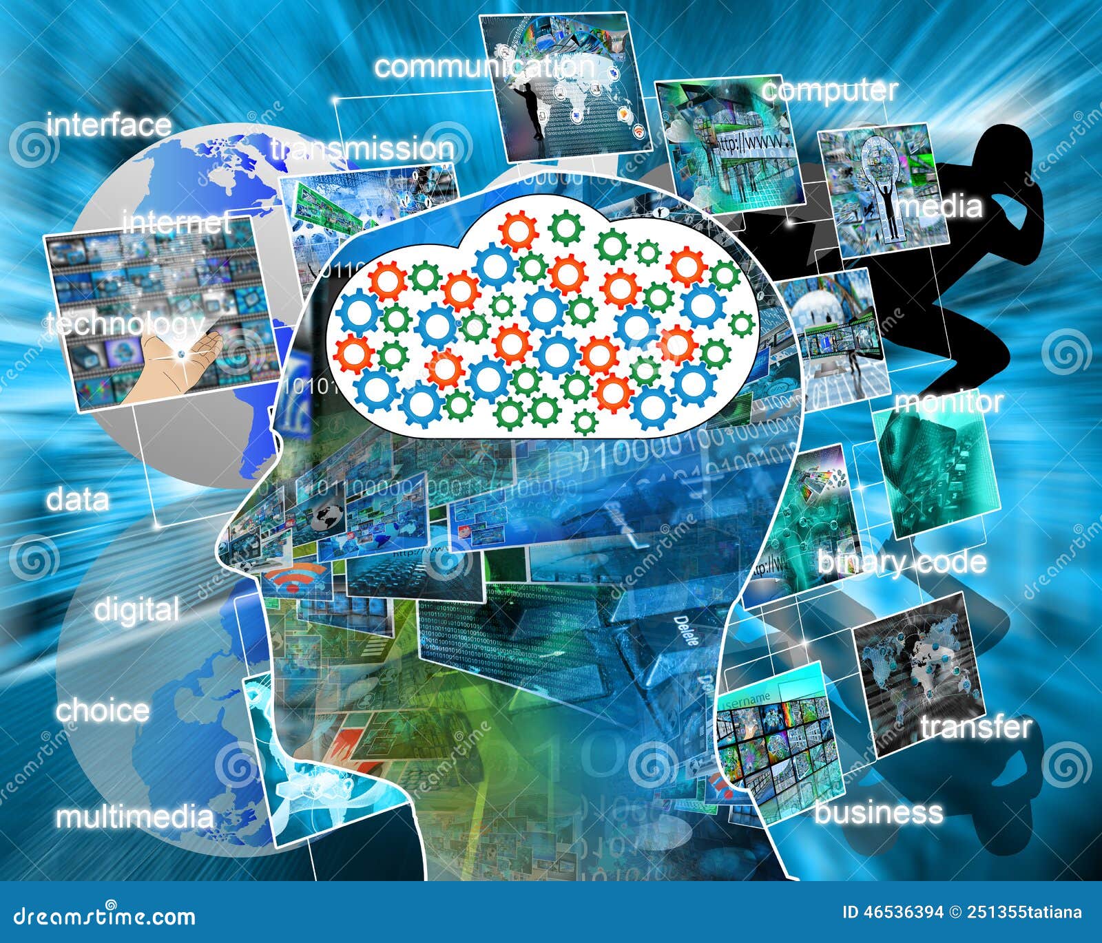 Internet in the head stock illustration. Illustration of mobile - 46536394