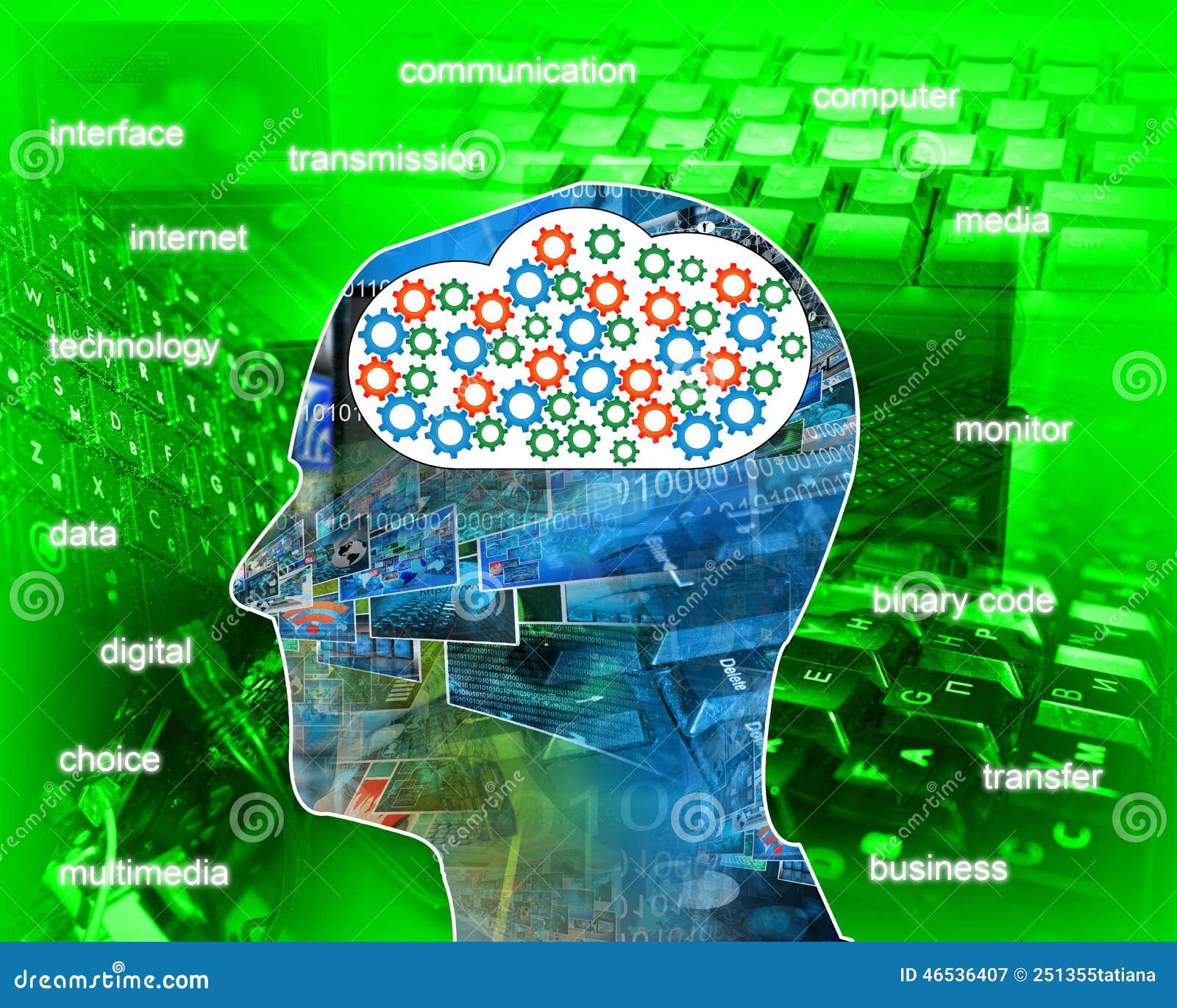 Internet in the head stock illustration. Illustration of information ...