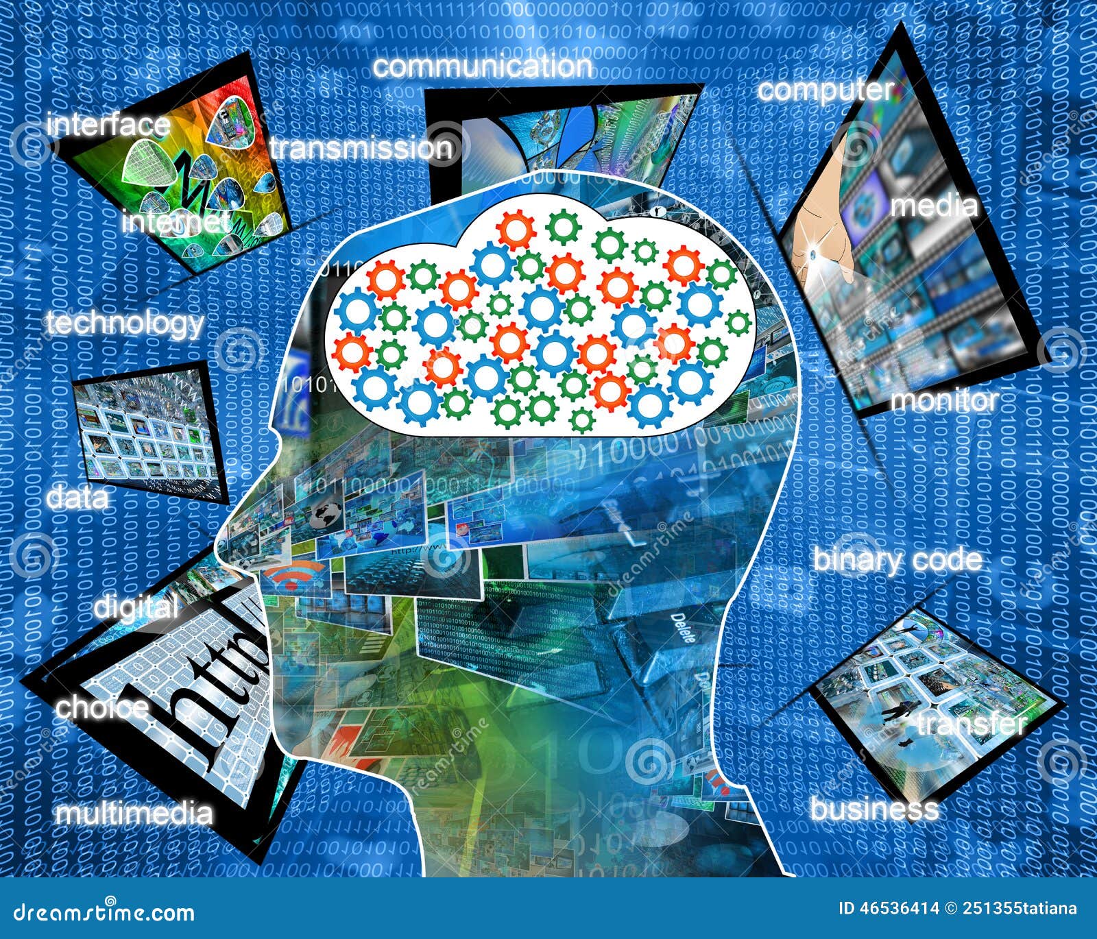 Internet in the head stock illustration. Illustration of chart - 46536414