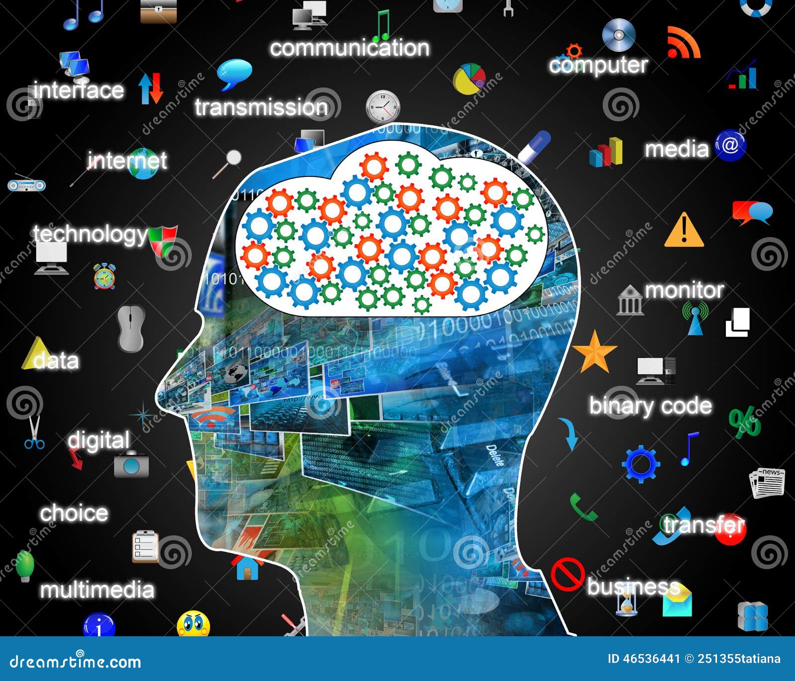 Internet in the head stock illustration. Illustration of arrow - 46536441