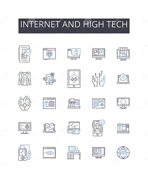 Internet and High Tech Line Icons Collection. Immersion, Augmented ...