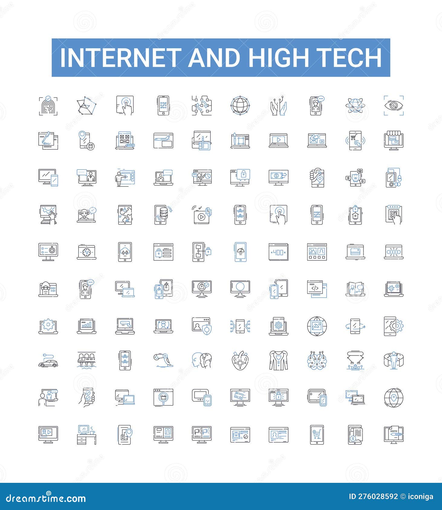 Internet and High Tech Outline Icons Collection. Internet, High-tech ...