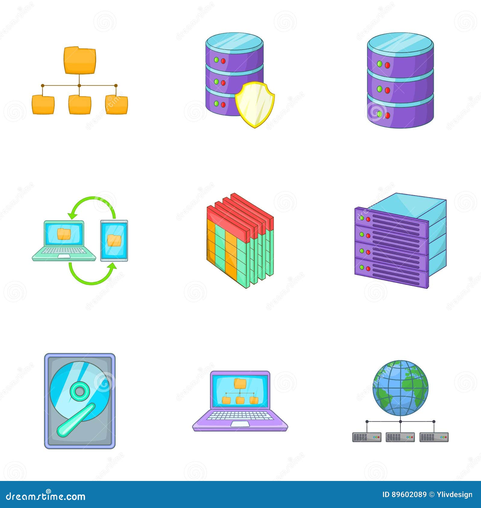 Internet Hosting Technology Icons Set Stock Vector - Illustration of ...