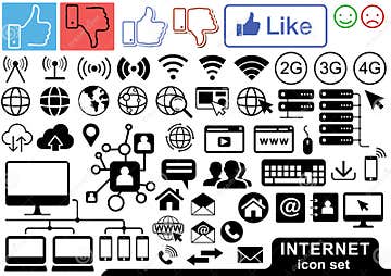 Internet Icon Set in Black and Color Stock Vector - Illustration of ...