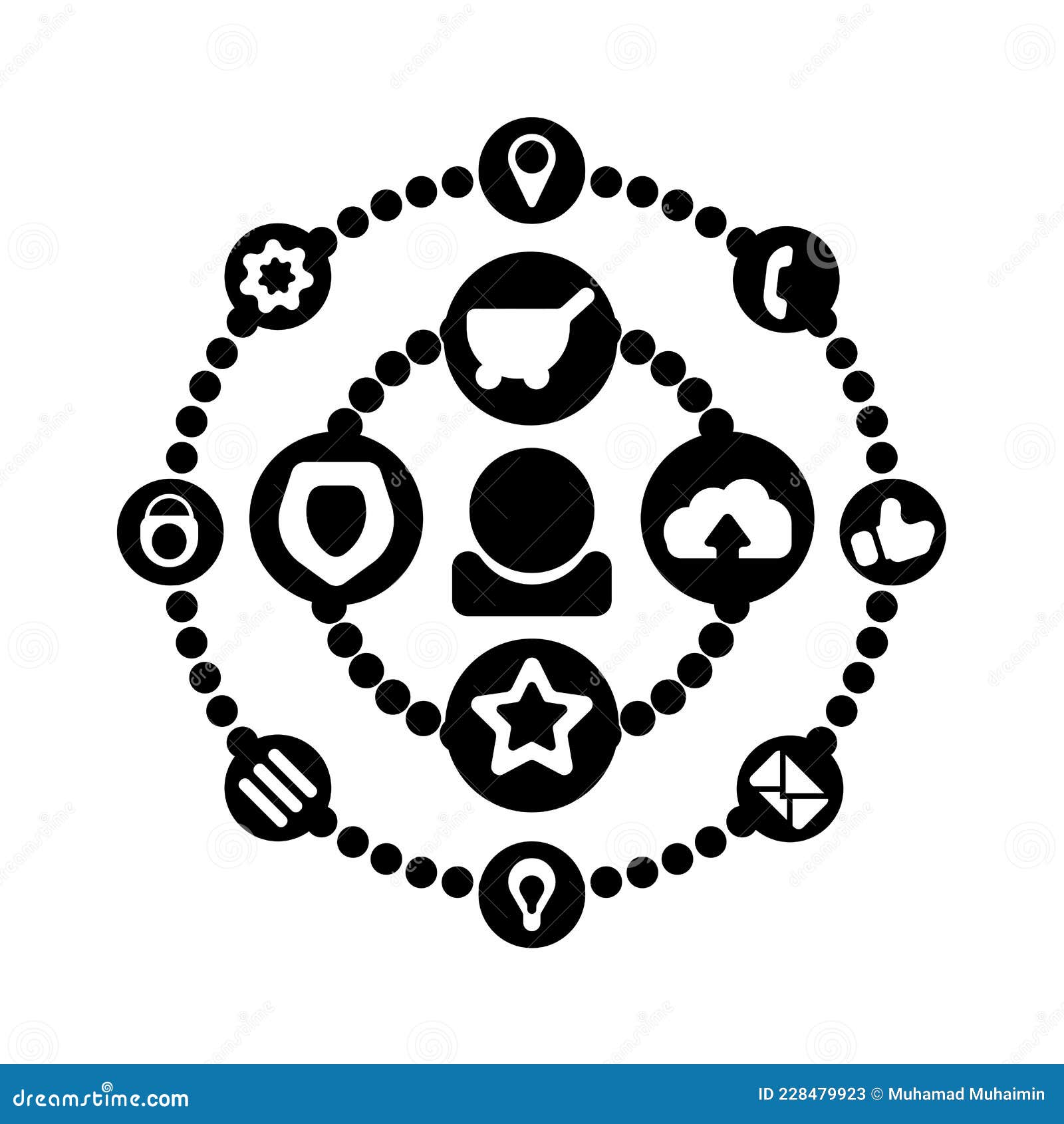 Internet icon set circle stock vector. Illustration of globe - 228479923