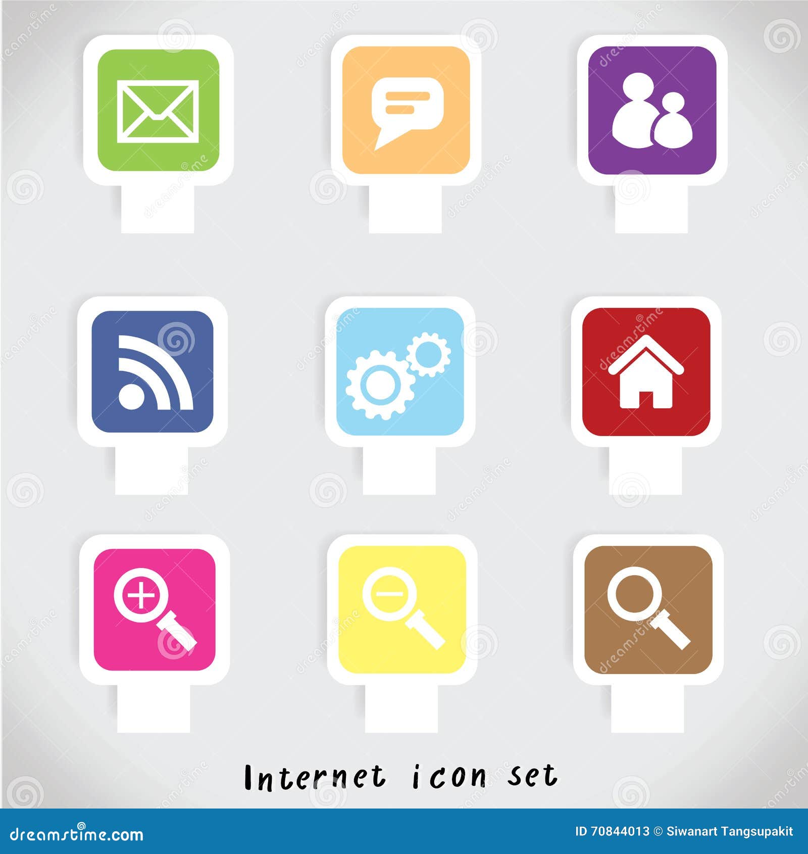 Internet Icon Set Colorful Vector Stock Vector - Illustration of ...