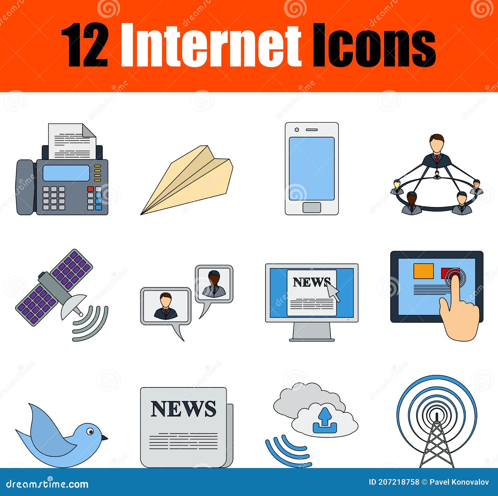 Internet Icon Set stock vector. Illustration of icon - 207218758