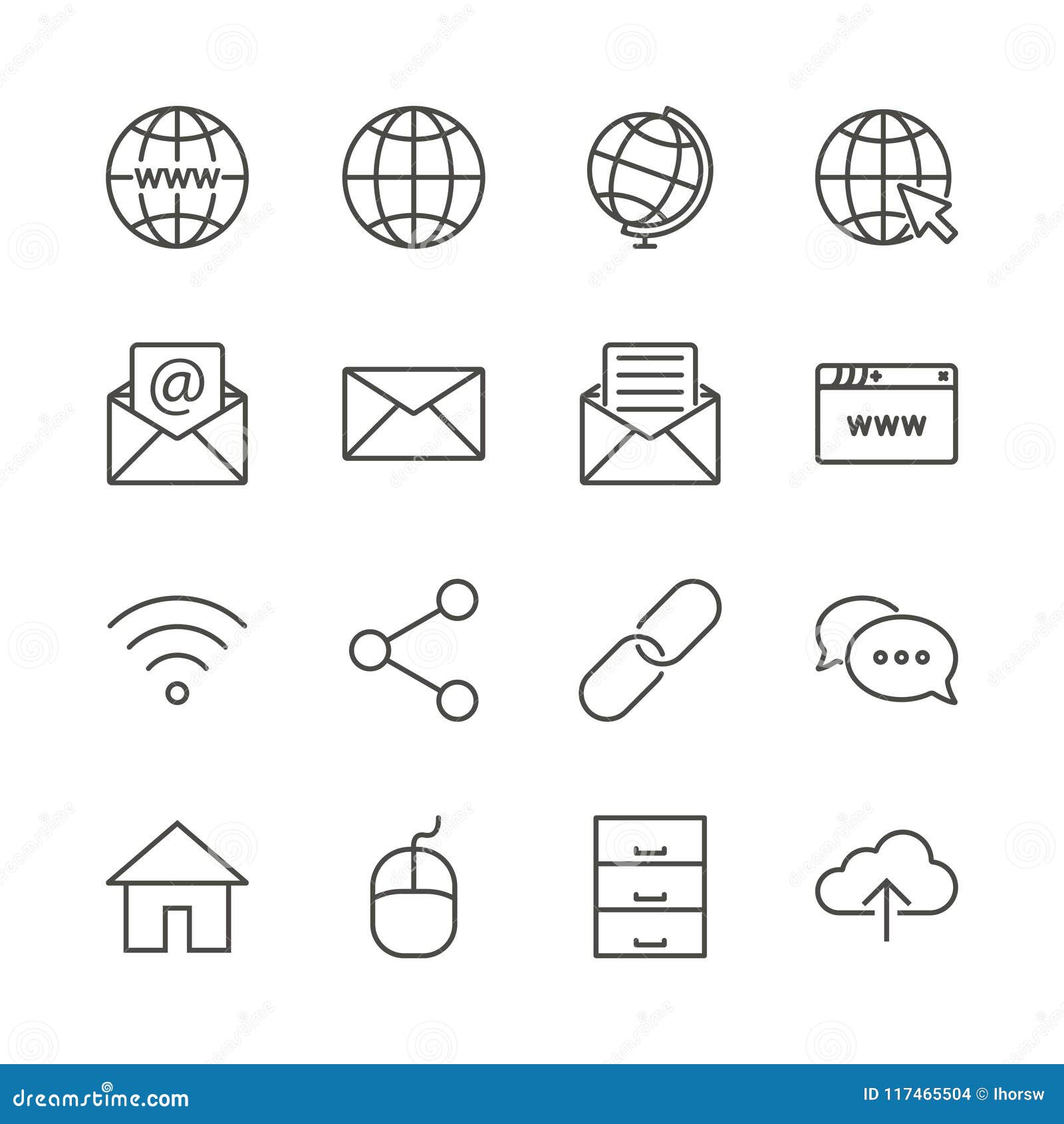 Internet Icon Set Vector. Line Network Symbol Collection Isolate Stock ...