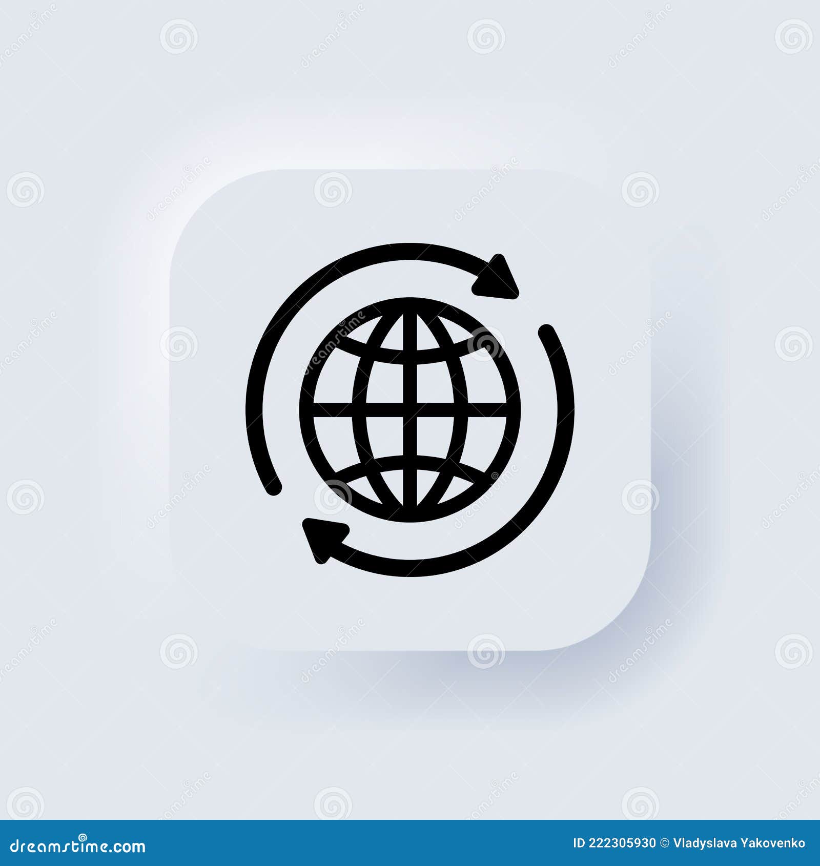 Internet Icon. World International Earth Globe Icon. Round Globe with ...