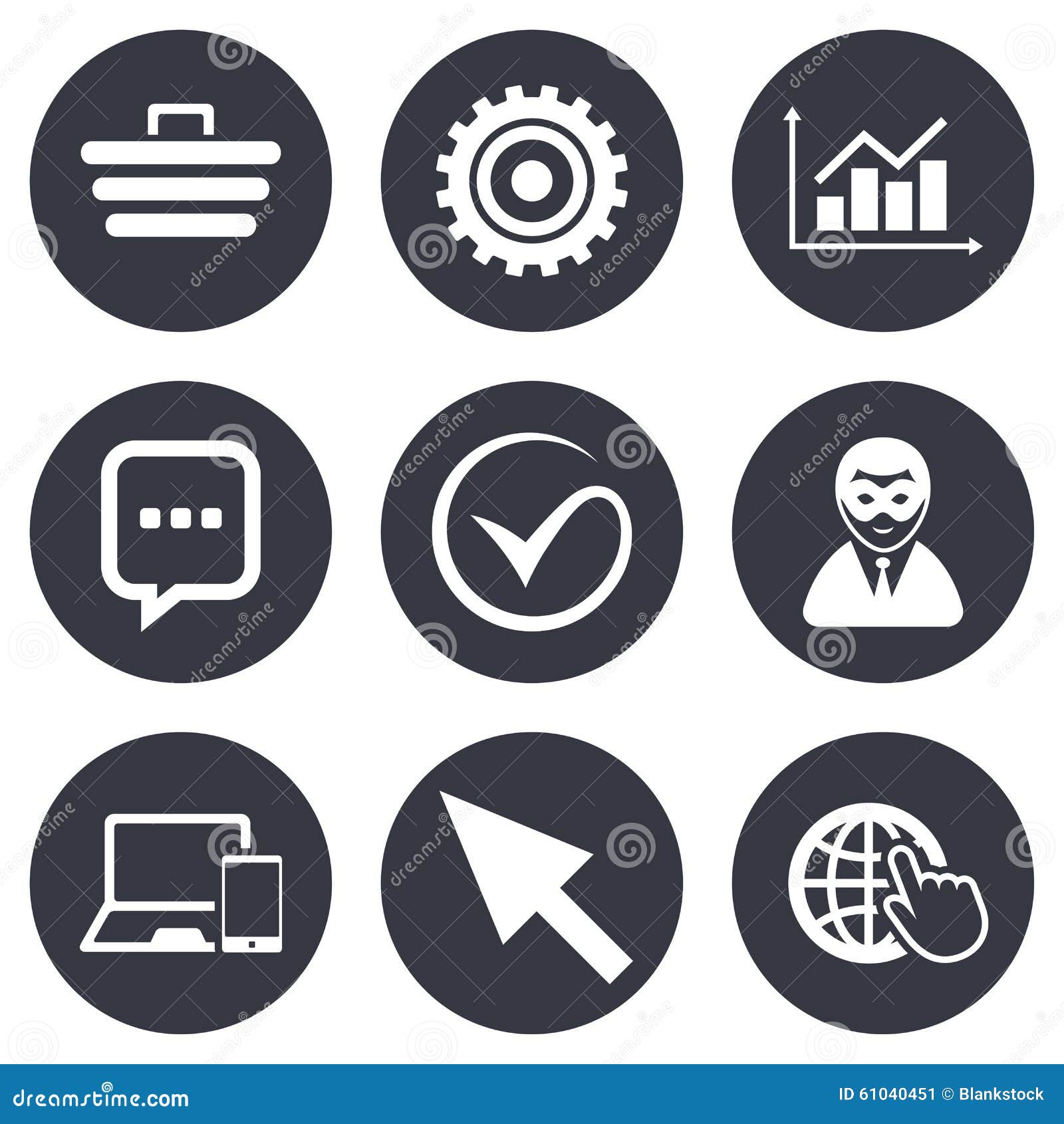 Internet, Icone Di Seo Segno Di Spunta, Segni Di Compera Illustrazione ...