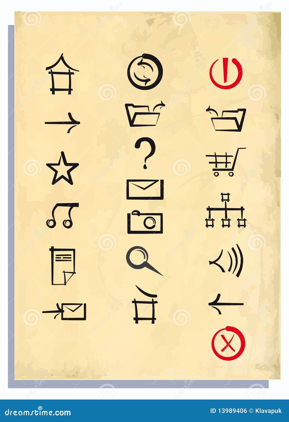 Internet Icons on an Old Paper Stock Vector - Illustration of ...