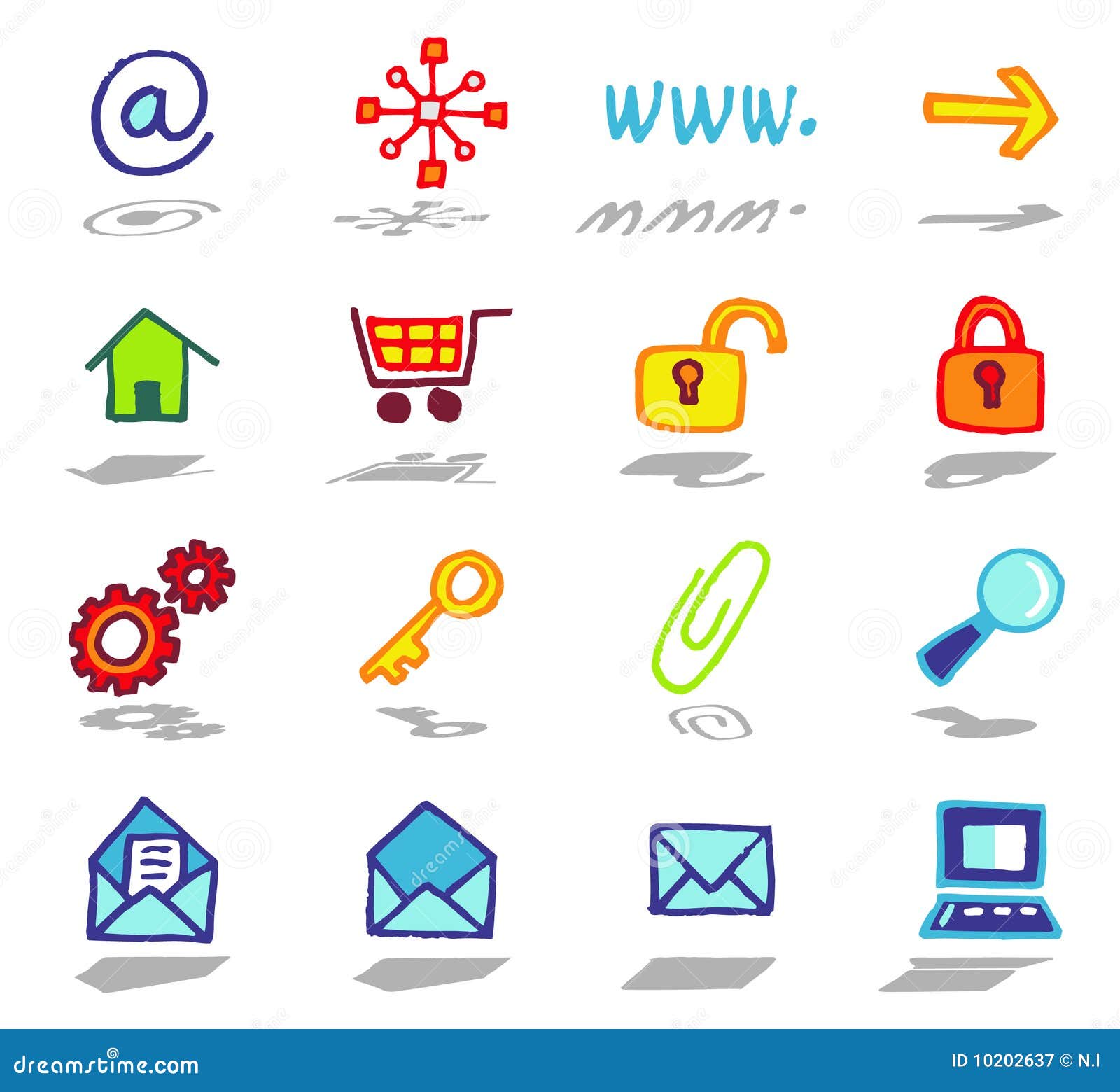 Internet icons set stock vector. Illustration of work - 10202637