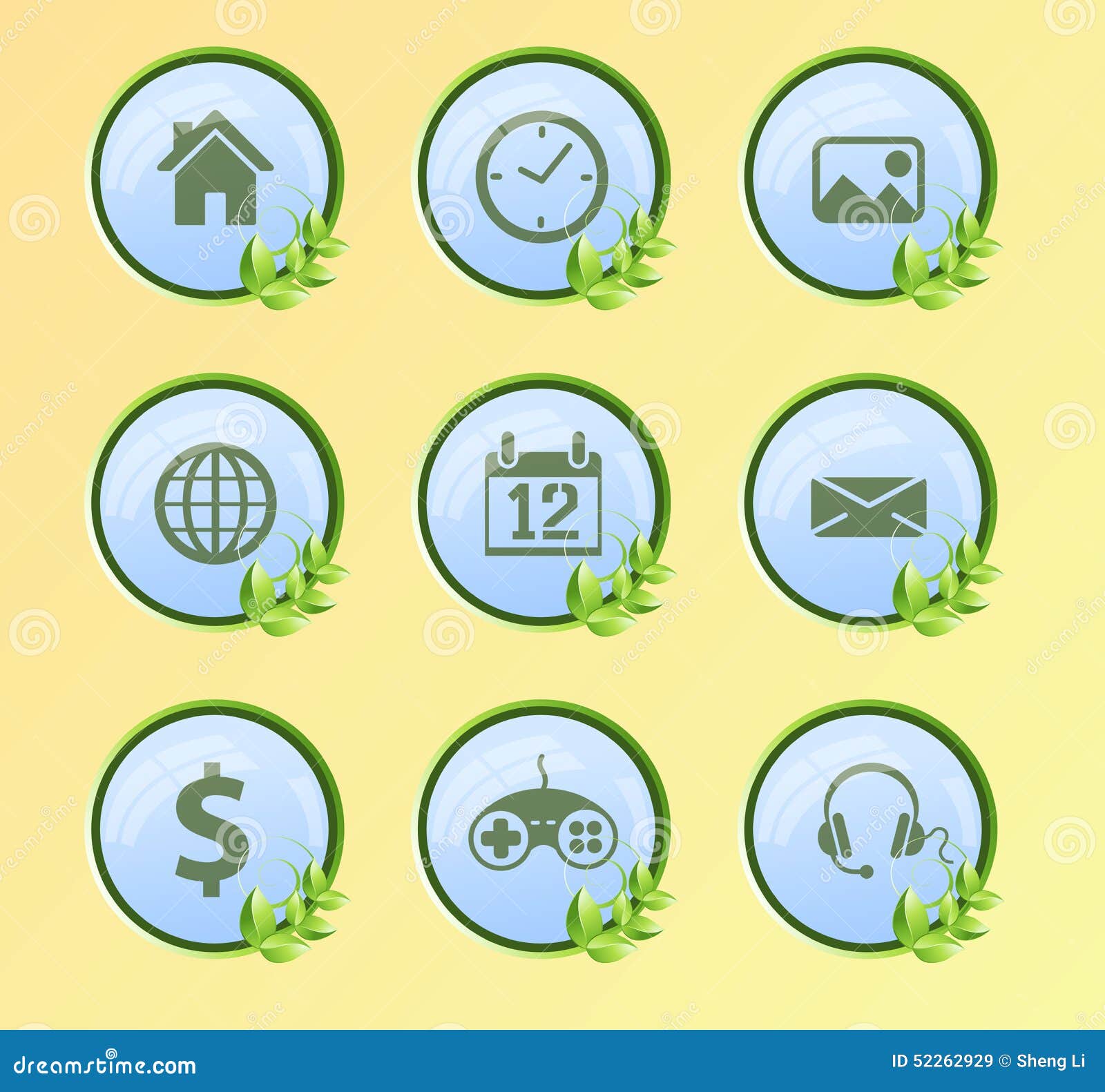 Internet Icons Set, Green and Nature Stock Vector - Illustration of ...