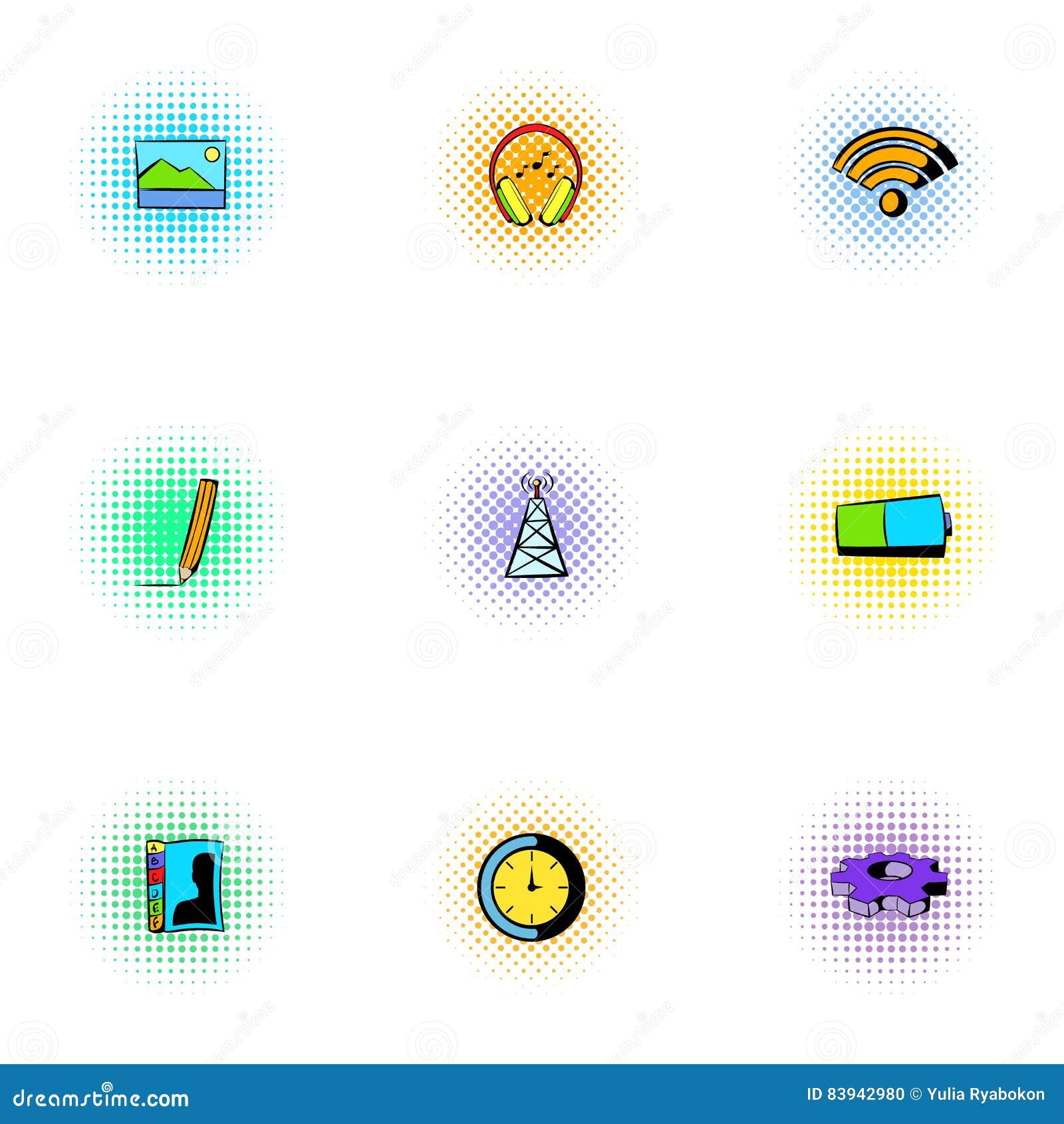 Internet Icons Set, Pop-art Style Stock Vector - Illustration of ...