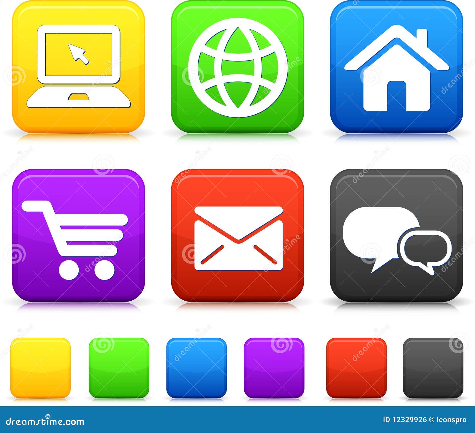 Internet Icons on Square Buttons Stock Illustration - Illustration of ...