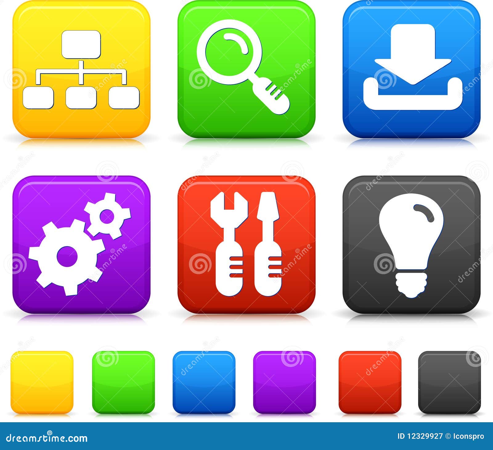 Internet Icons on Square Buttons Stock Illustration - Illustration of ...