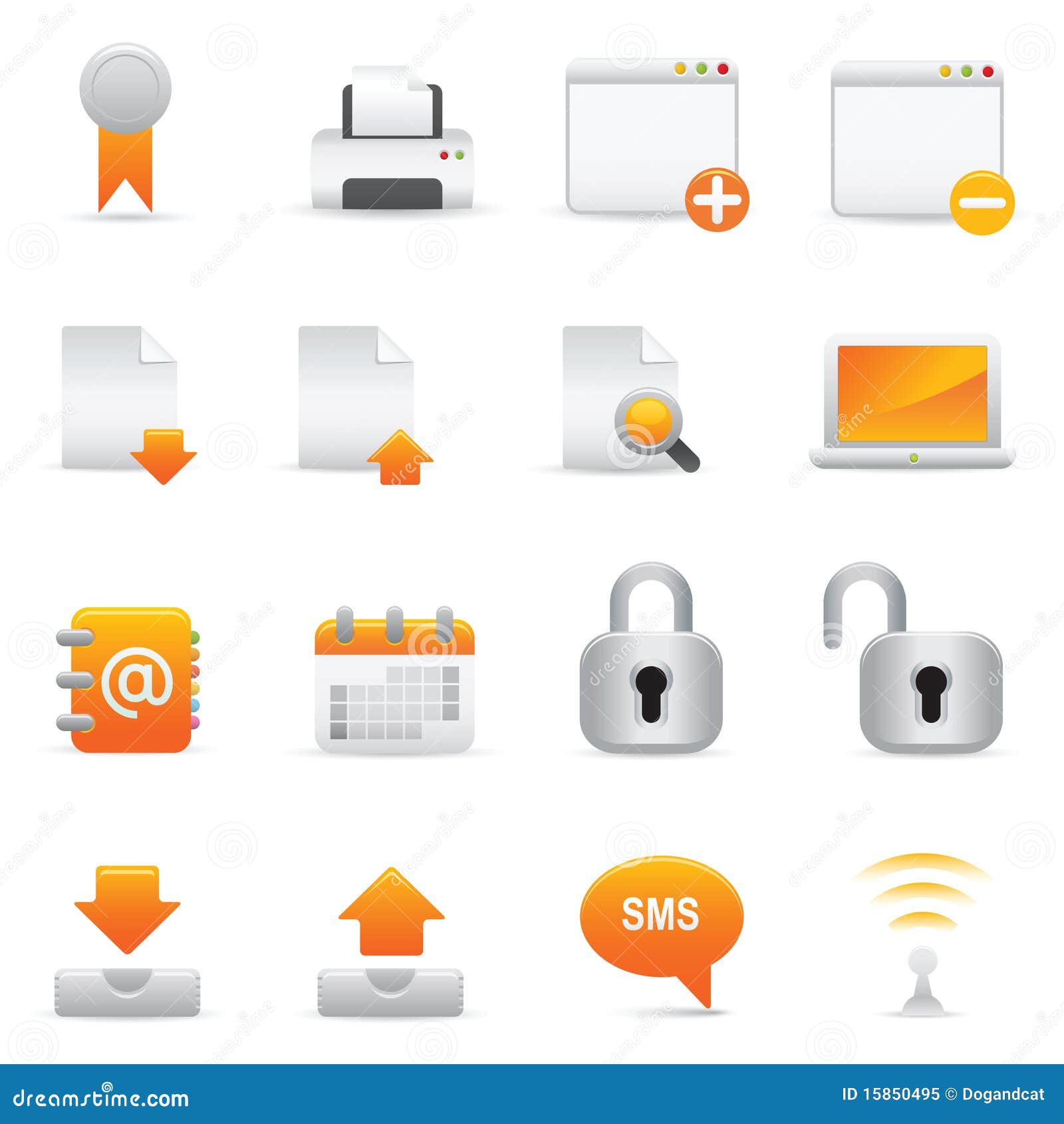 Internet Icons | Yellow 06 stock vector. Illustration of icons - 15850495