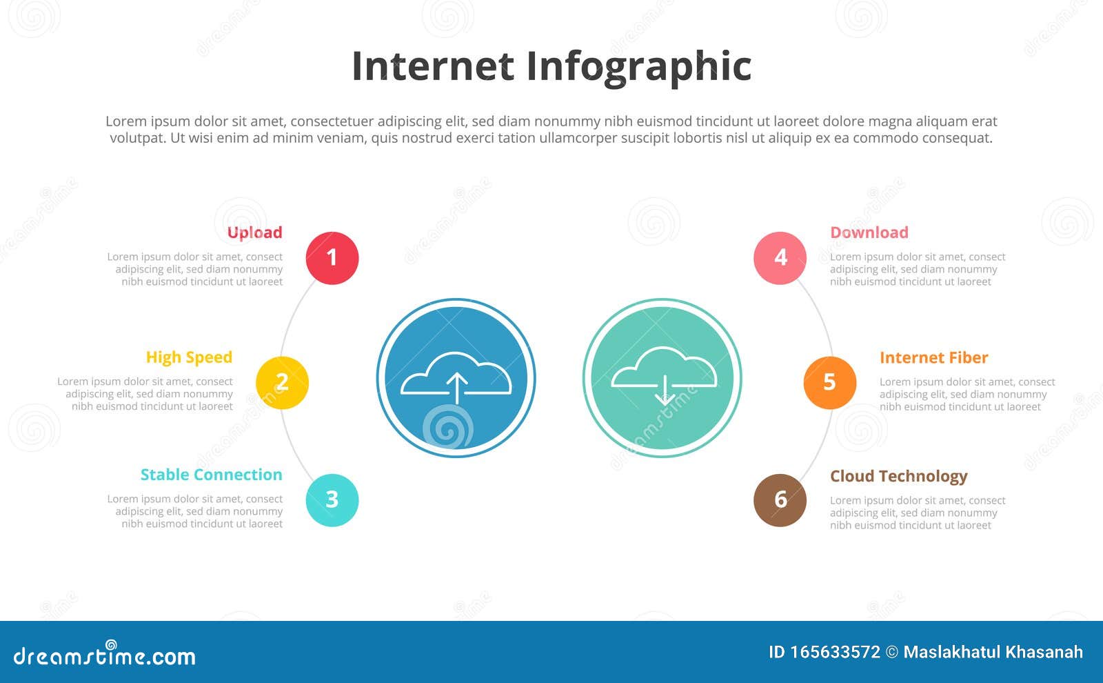 Internet Infographic with Upload and Download Cloud for Slide Template ...