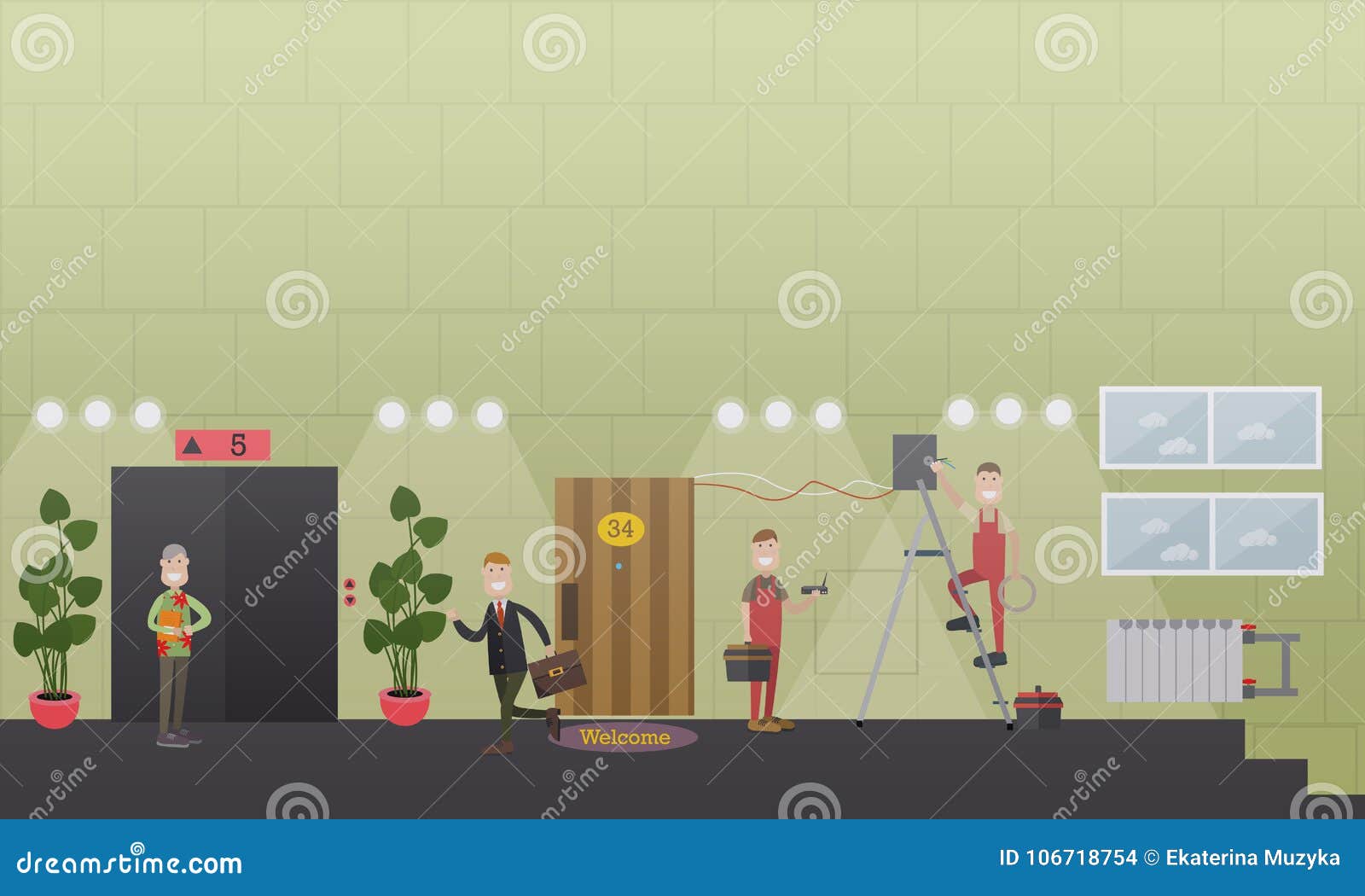 Internet Installing Services Concept Flat Vector Illustration Stock ...