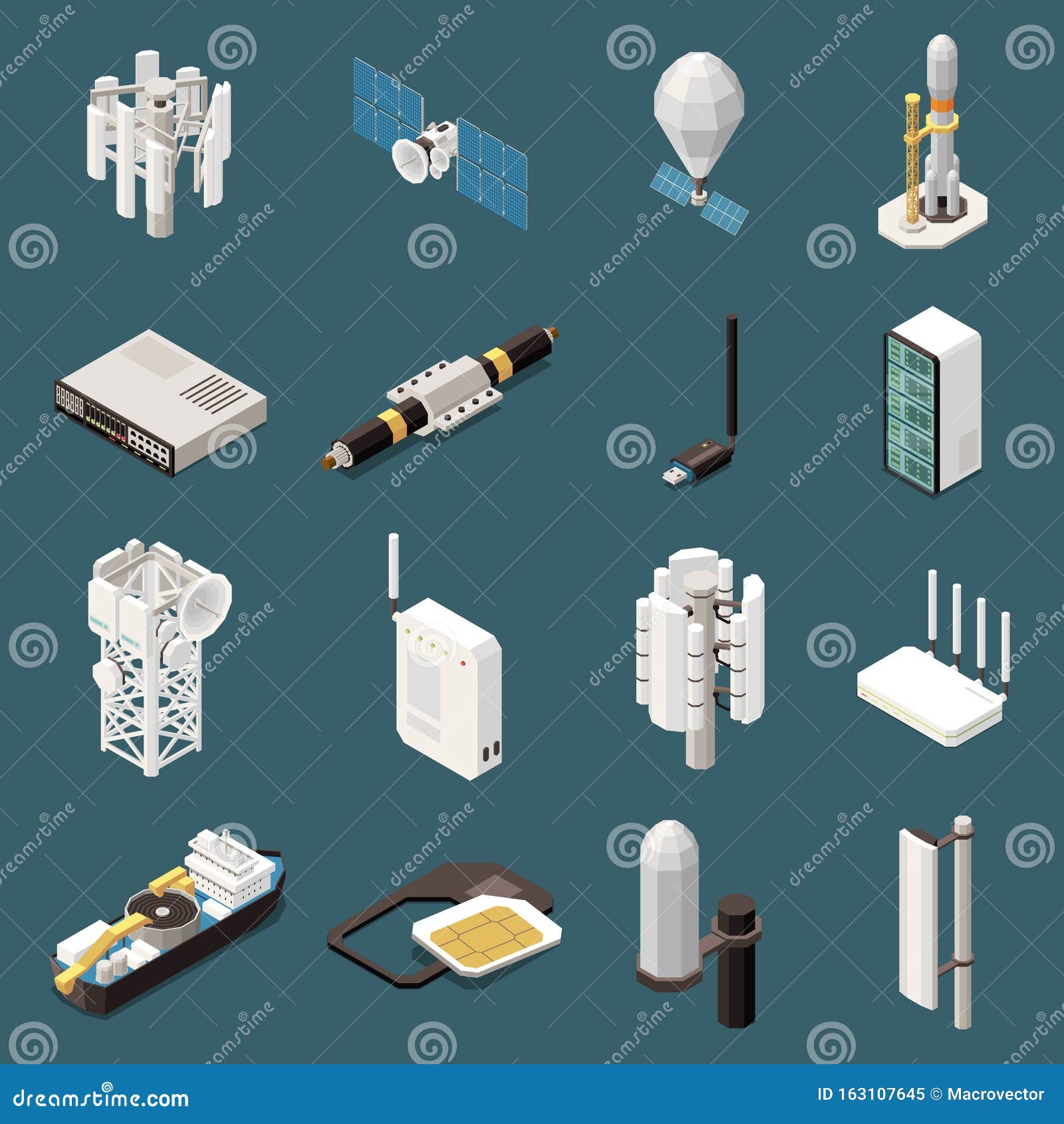 Internet Isometric Icons Set Stock Vector - Illustration of equipment ...