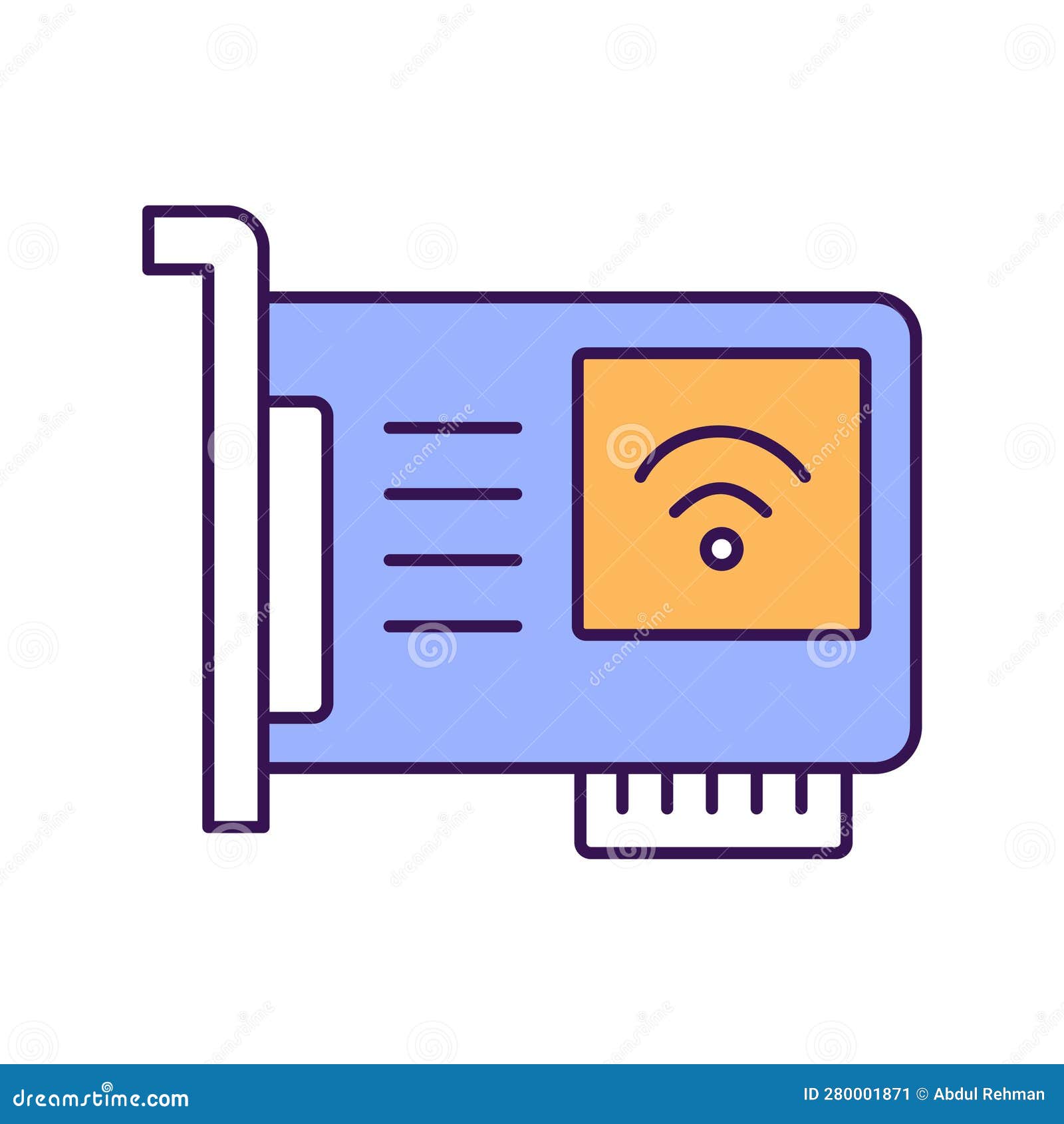 Internet Lan Card Outline with Colors Fill Vector Icon that Can Easily ...