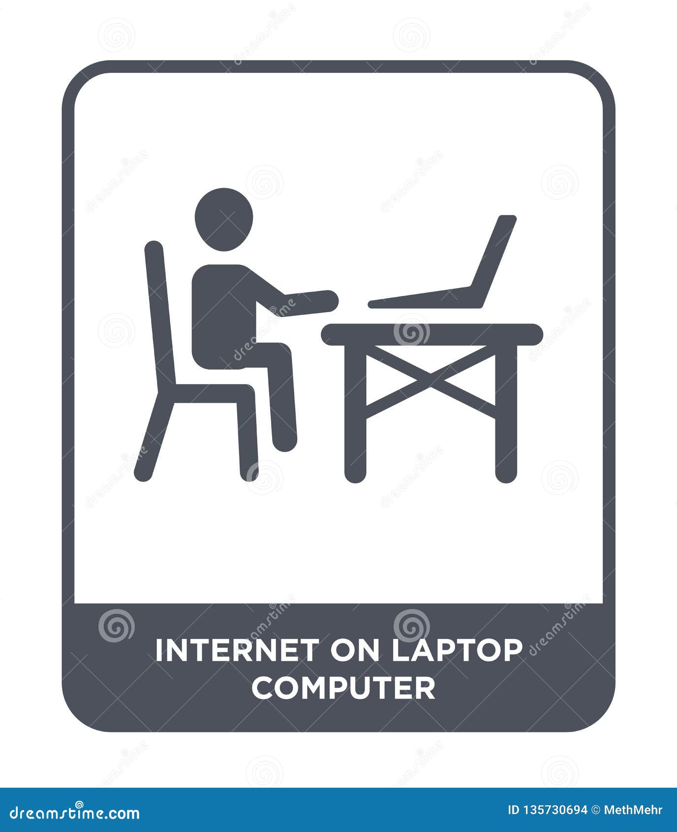 Internet on Laptop Computer Icon in Trendy Design Style. Internet on ...