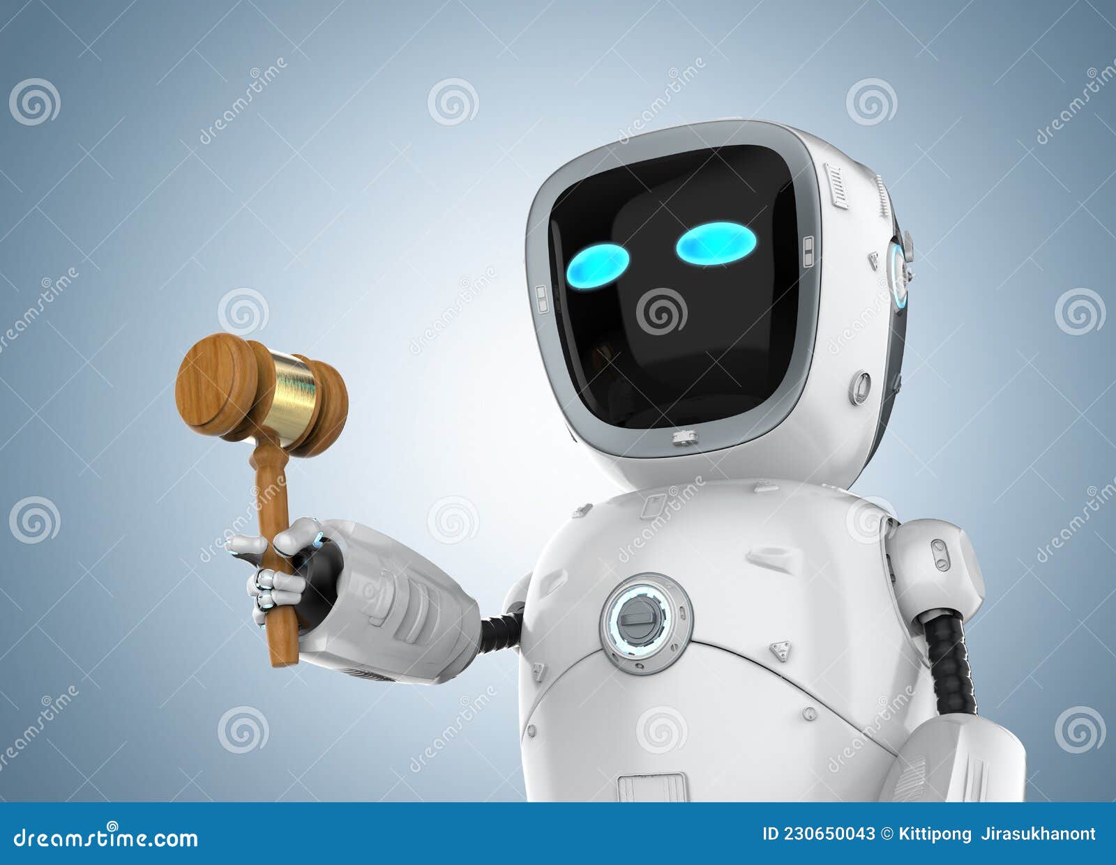 Robot Judge Of Future. Cyborg Magistrate. Cartoon Character Vector ...