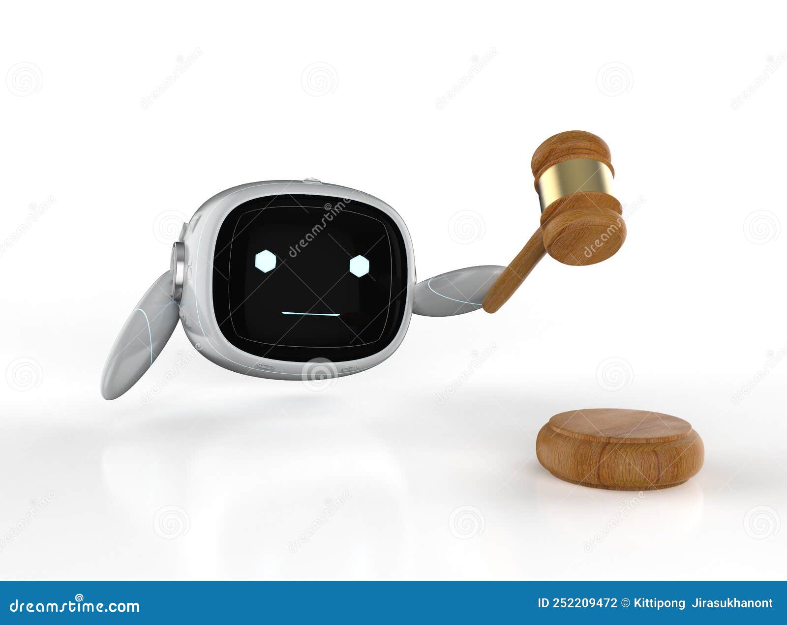 Internet Law Concept with Small and Cute Robot Hold Gavel Judge Stock ...