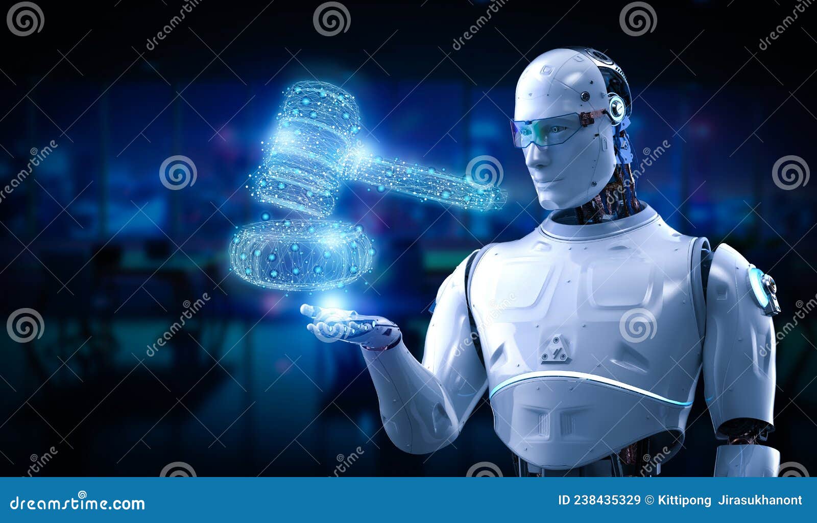 Robot Judge Of Future. Cyborg Magistrate. Cartoon Character Vector ...
